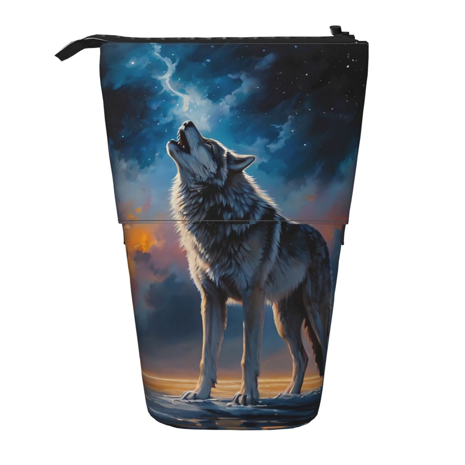 Lsque Lonely Night Sky Wolf Pattern Telescopic Pencil Bag Pen Holder ...