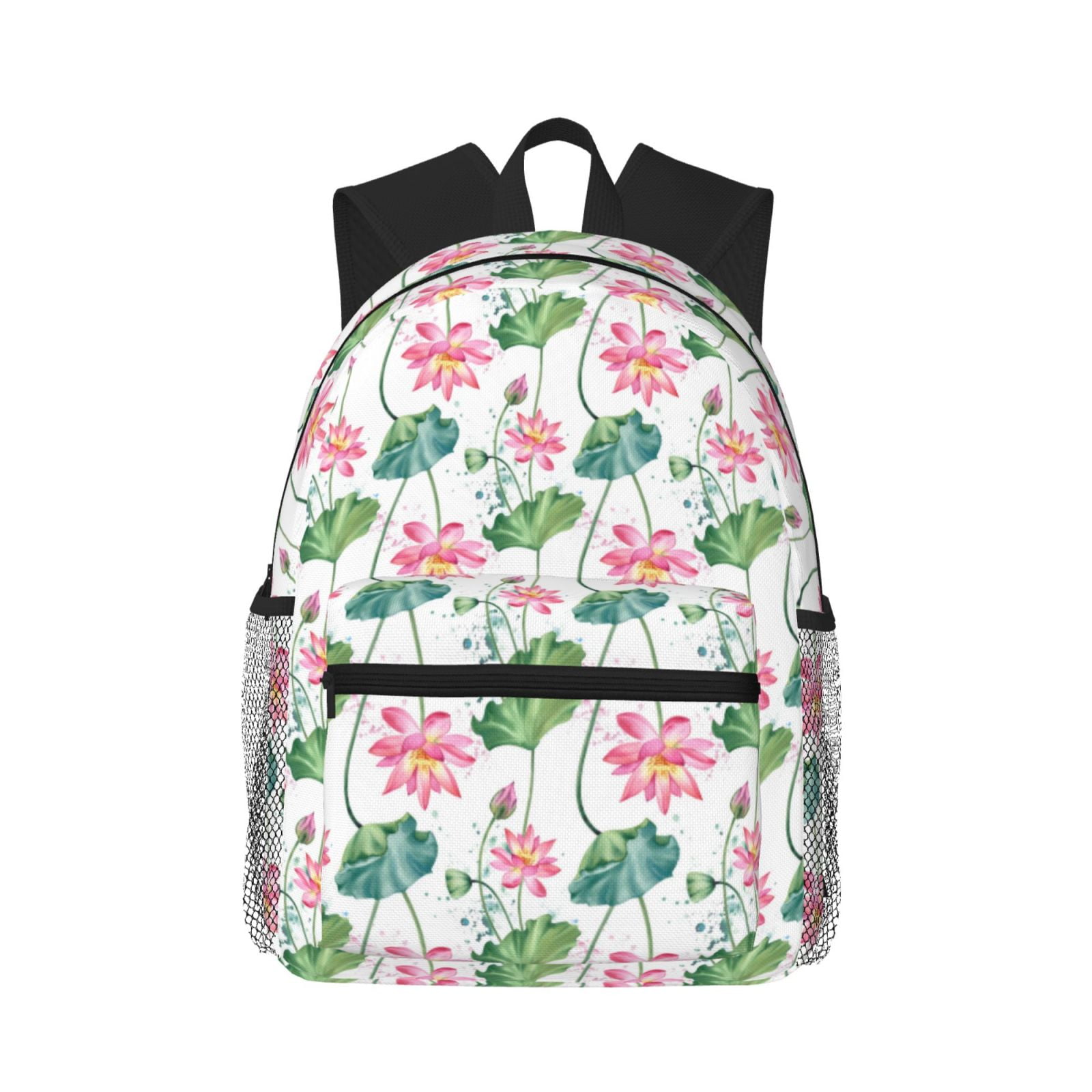 Lsque Lotus Flower Classic Casual Backpack - Large Capacity Water ...