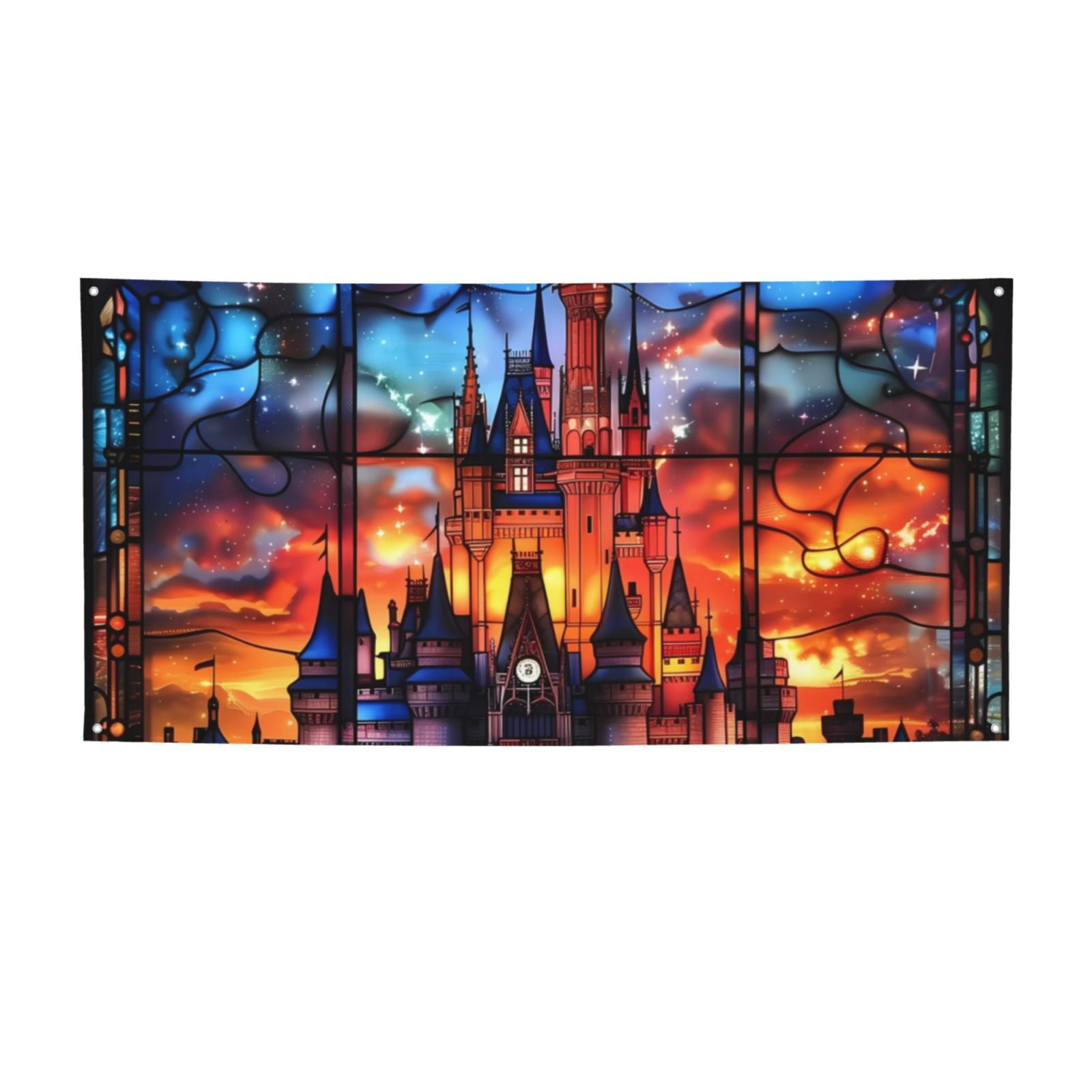 Lsque Magical Stained Glass Castle Pattern Party Banner, Festive Banner ...