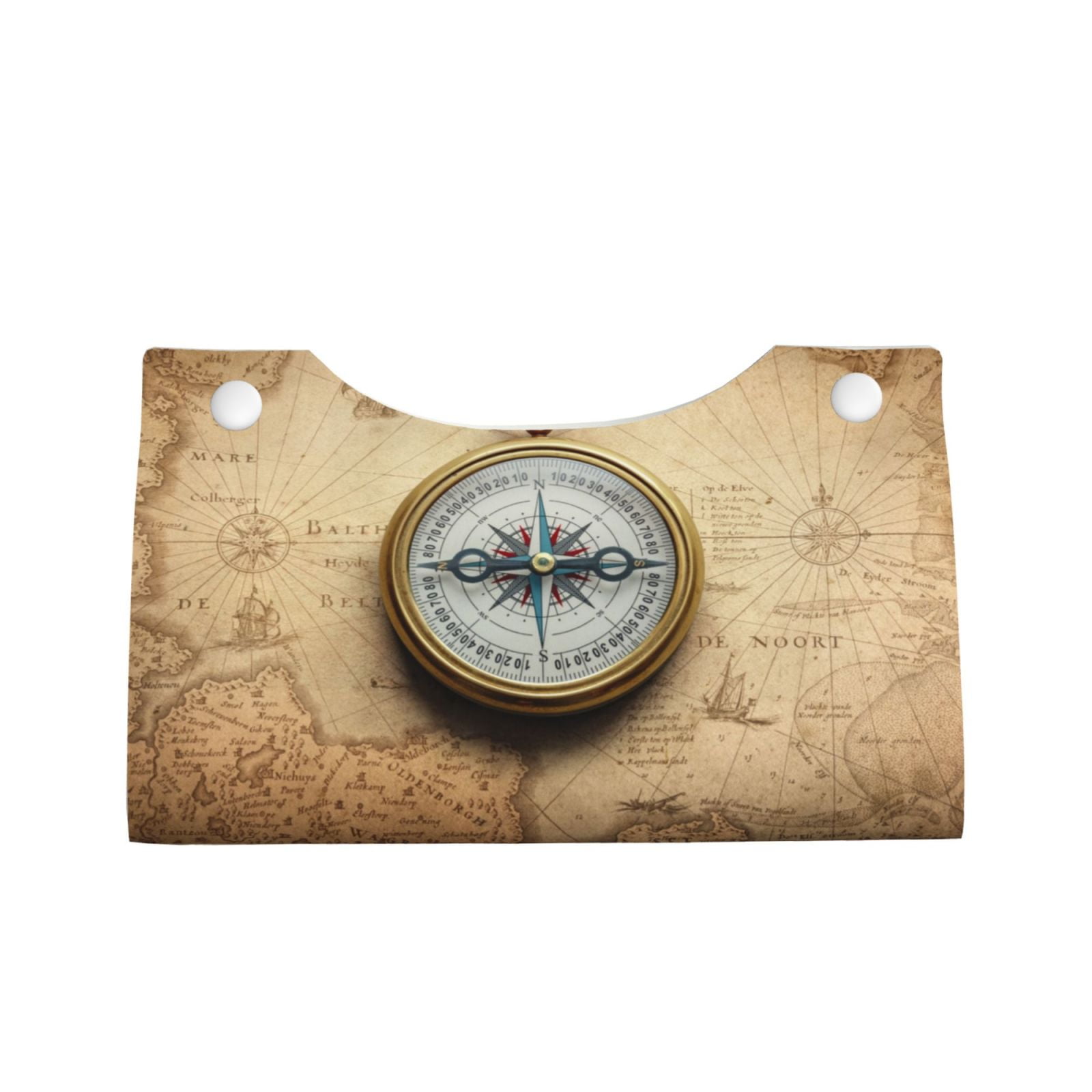 Lsque Magnetic Old Compass On World Map Printed Long Tissue Box Cover ...