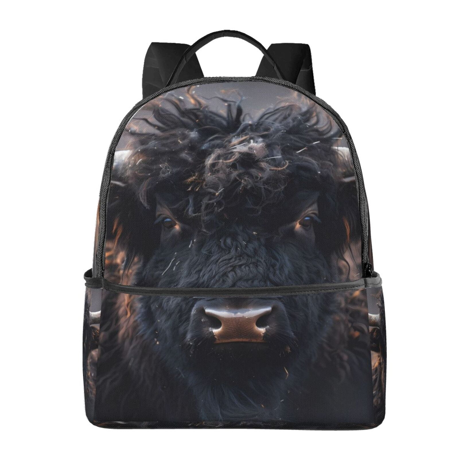 Lsque Majestic Black Yak Pattern Backpack – School Travel Canvas ...