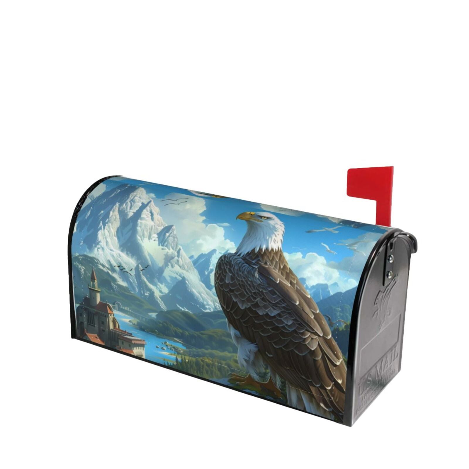 Lsque Majestic Eagle Over Castle Mailbox Cover Standard Size ,Magnetic ...