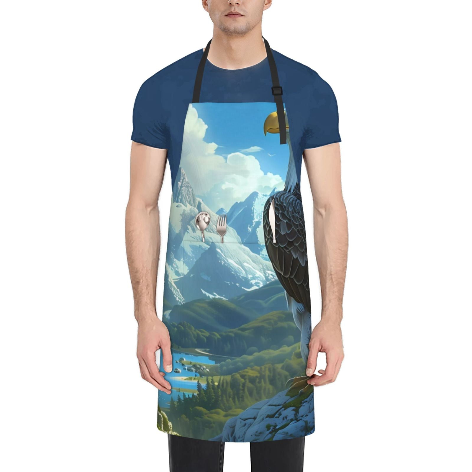 Lsque Majestic Eagle Over Castle Waterproof Apron Chef Aprons for Men ...