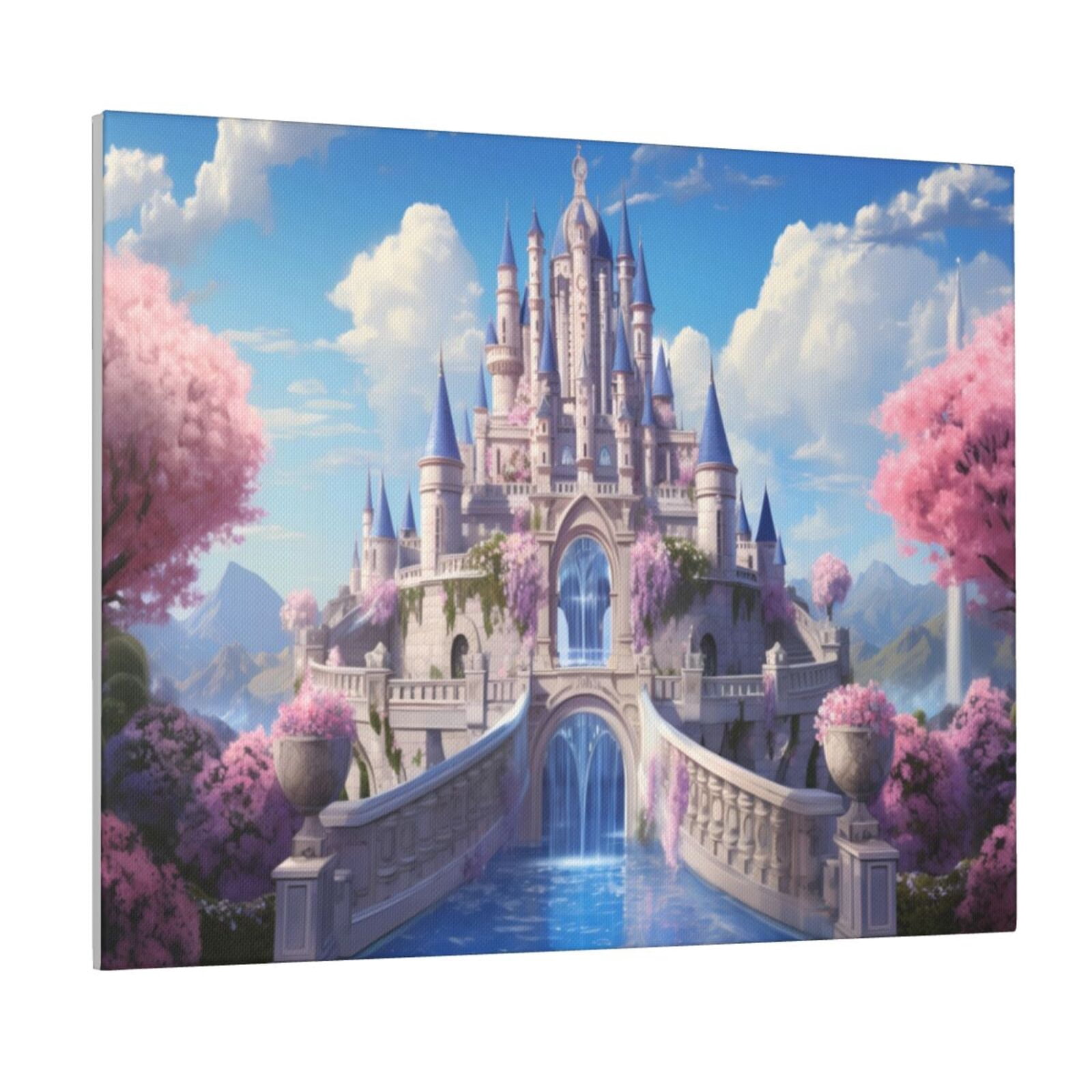 Lsque Majestic Fantasy Castle Print Wall Art – Decorative Picture for ...