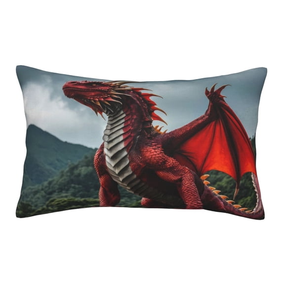 Lsque Majestic Red Dragon Pattern Pillow Case – Soft & Cozy Throw ...