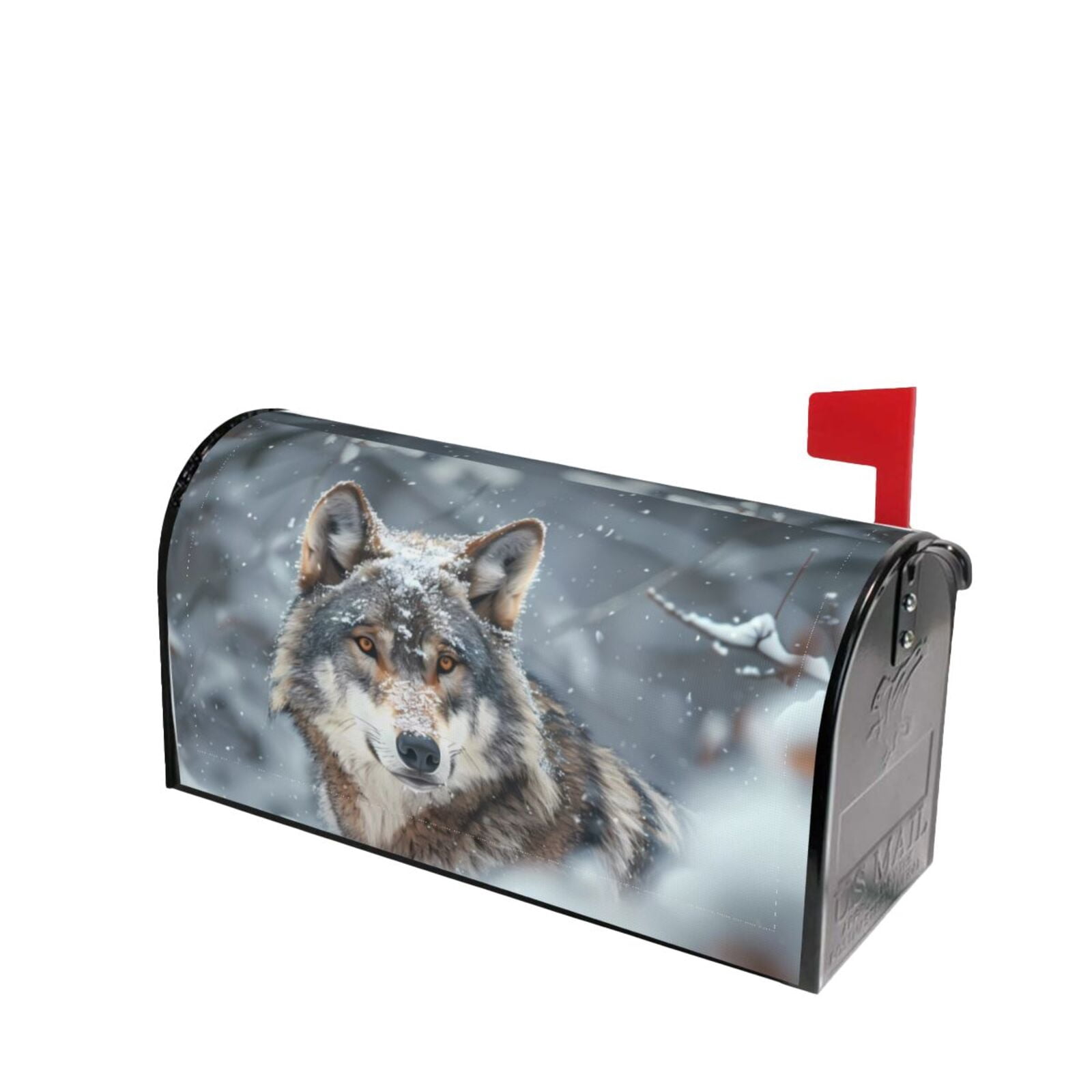 Lsque Majestic Snowy Wolf Mailbox Cover Standard Size ,Magnetic Mailbox ...