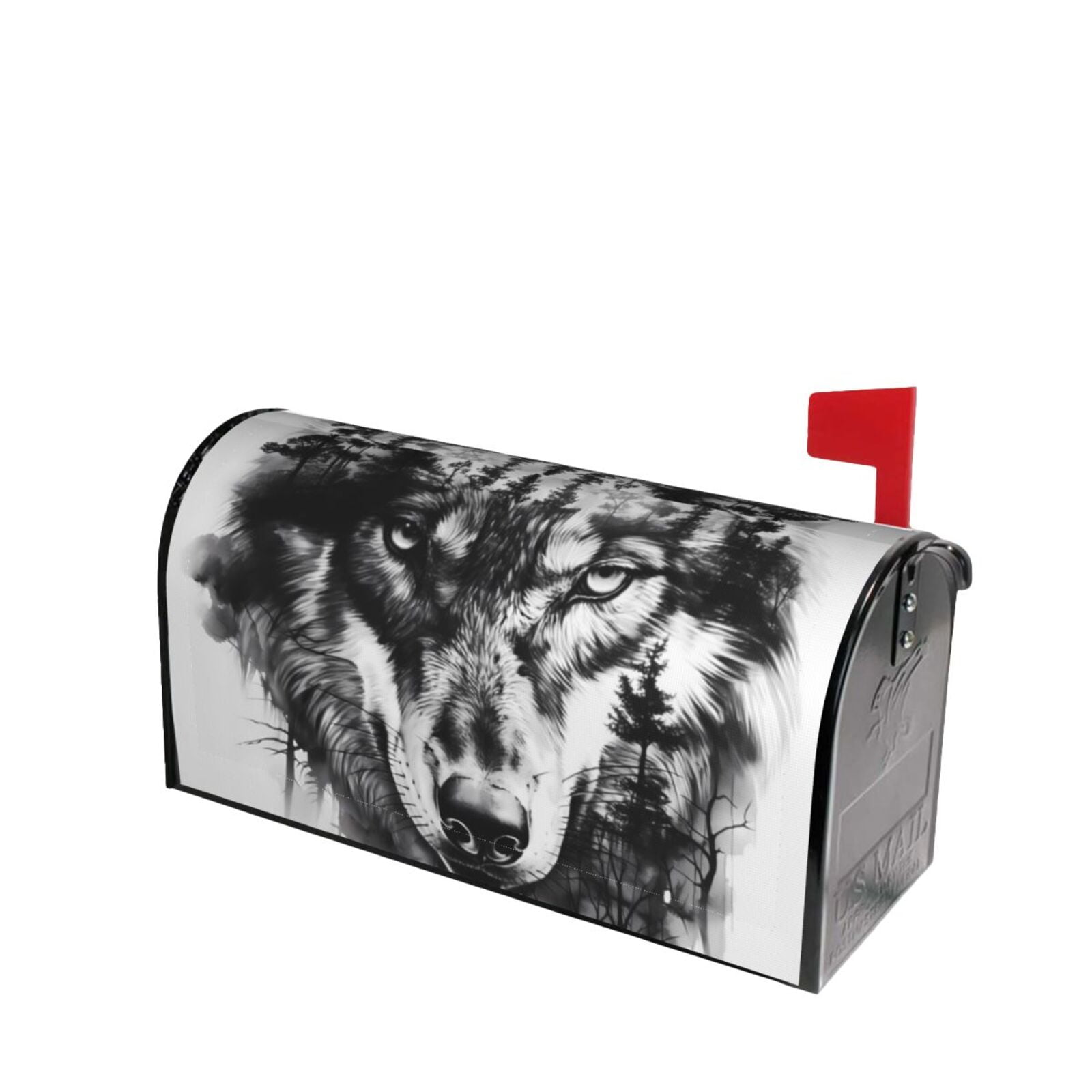Lsque Majestic Wolf Landscape Mailbox Cover Standard Size ,Magnetic ...
