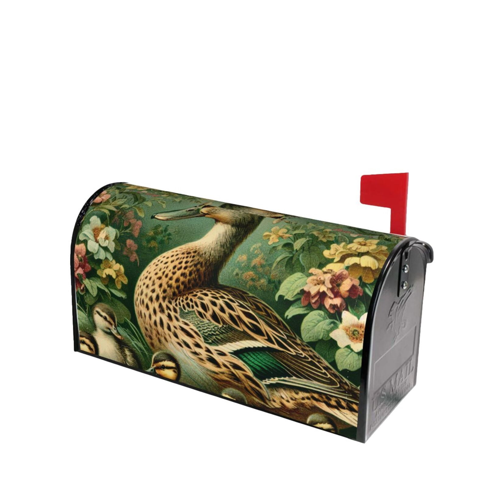 Lsque Mallard Duck And Flowers Mailbox Cover Standard Size ,Magnetic ...