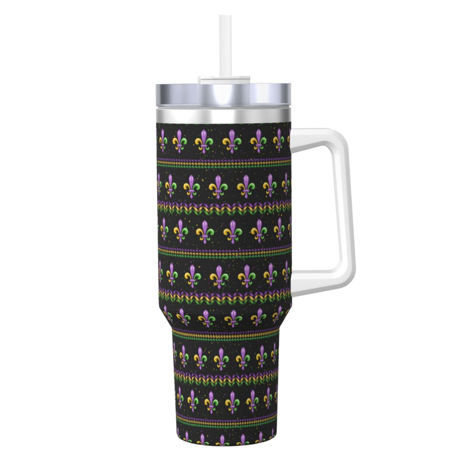 Lsque Mardi Gras Fleur de Lis Pattern 40 OZ Ice Bully Cup with Handle ...