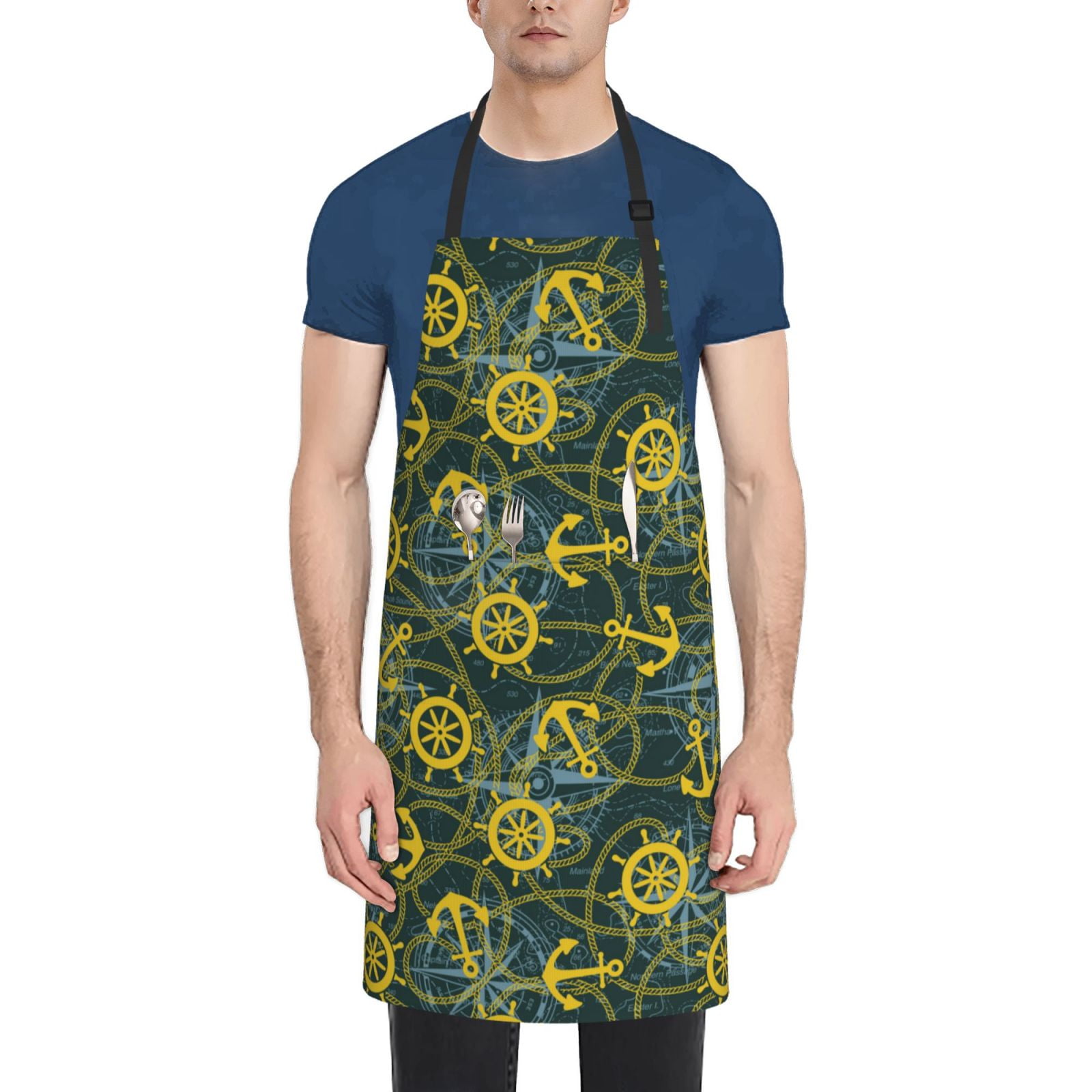 Lsque Marine Anchors And Compass Waterproof Apron Chef Aprons for Men ...