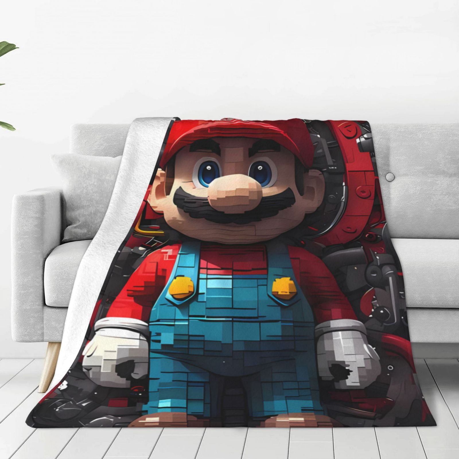 Lsque Mario Pattern Fuzzy Fleece Throw Blanket Extra Large,Super Soft ...