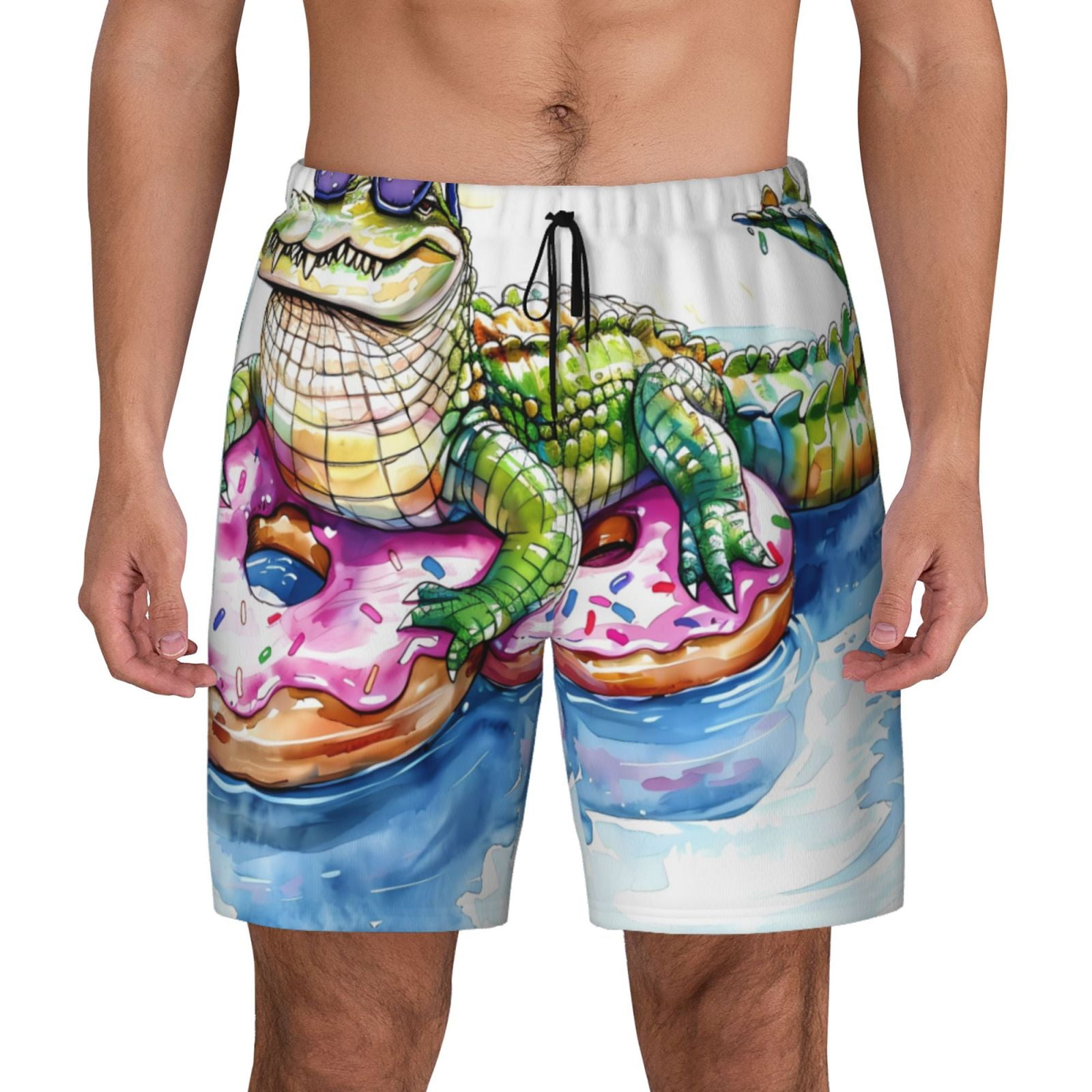 Lsque Mens Swim Trunks Alligator Donut Pool Float Pattern - Bathing ...