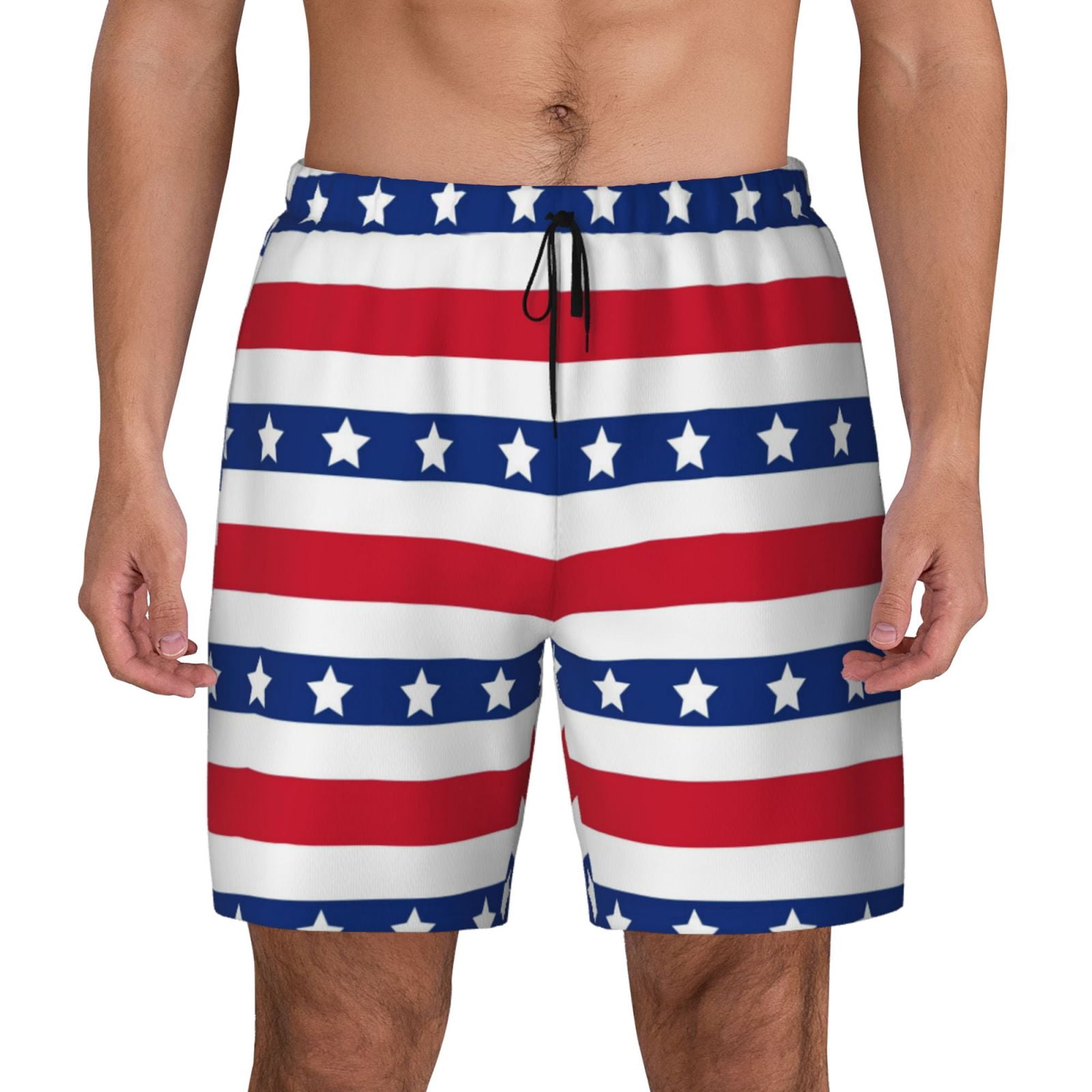 Lsque Mens Swim Trunks American Patriotic Stars And Stripes Pattern ...