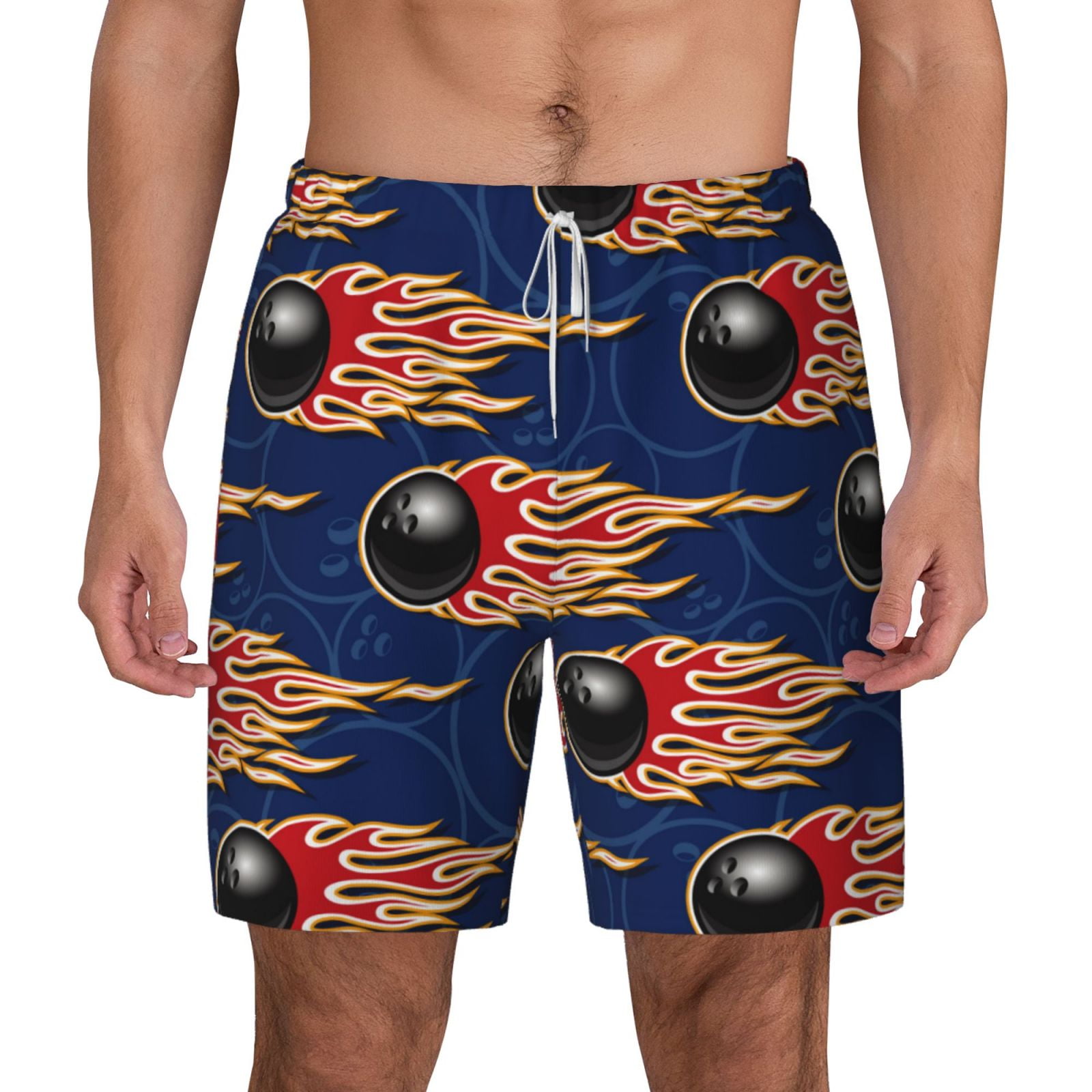 Lsque Mens Swim Trunks Bowling Ball And Flame Pattern - Bathing Suit ...