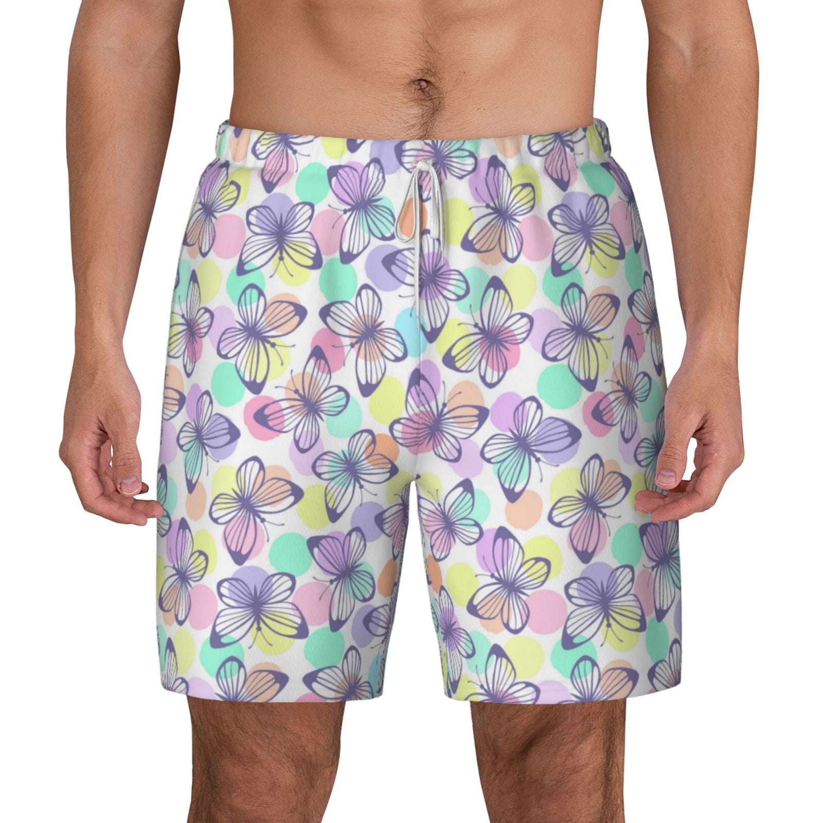 Lsque Mens Swim Trunks Butterflies On Polka Dots Pattern Bathing Suit