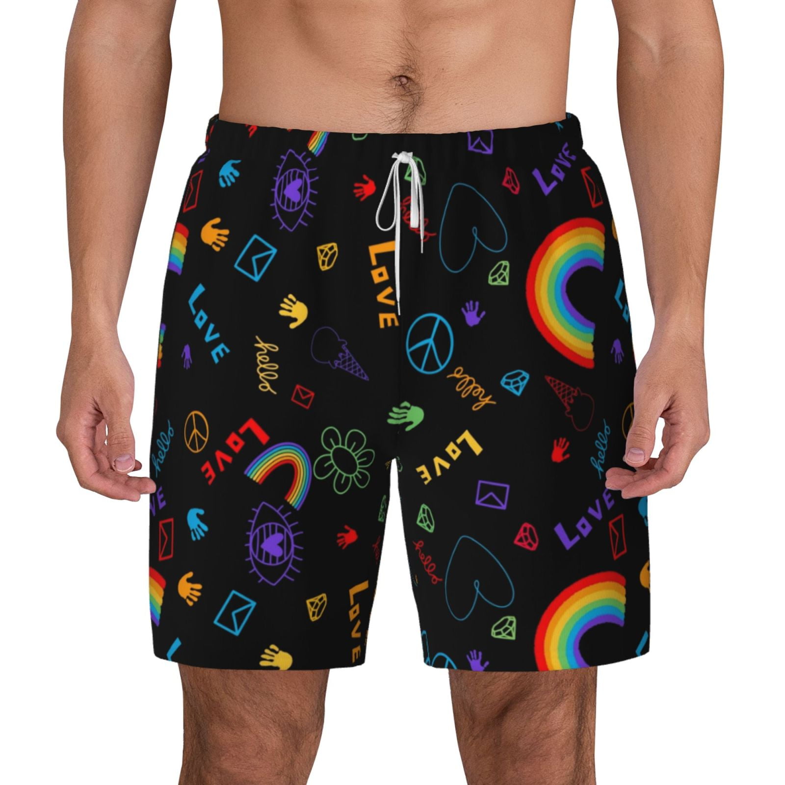 Lsque Mens Swim Trunks Cartoon Pride Lgbt Pattern - Bathing Suit ...