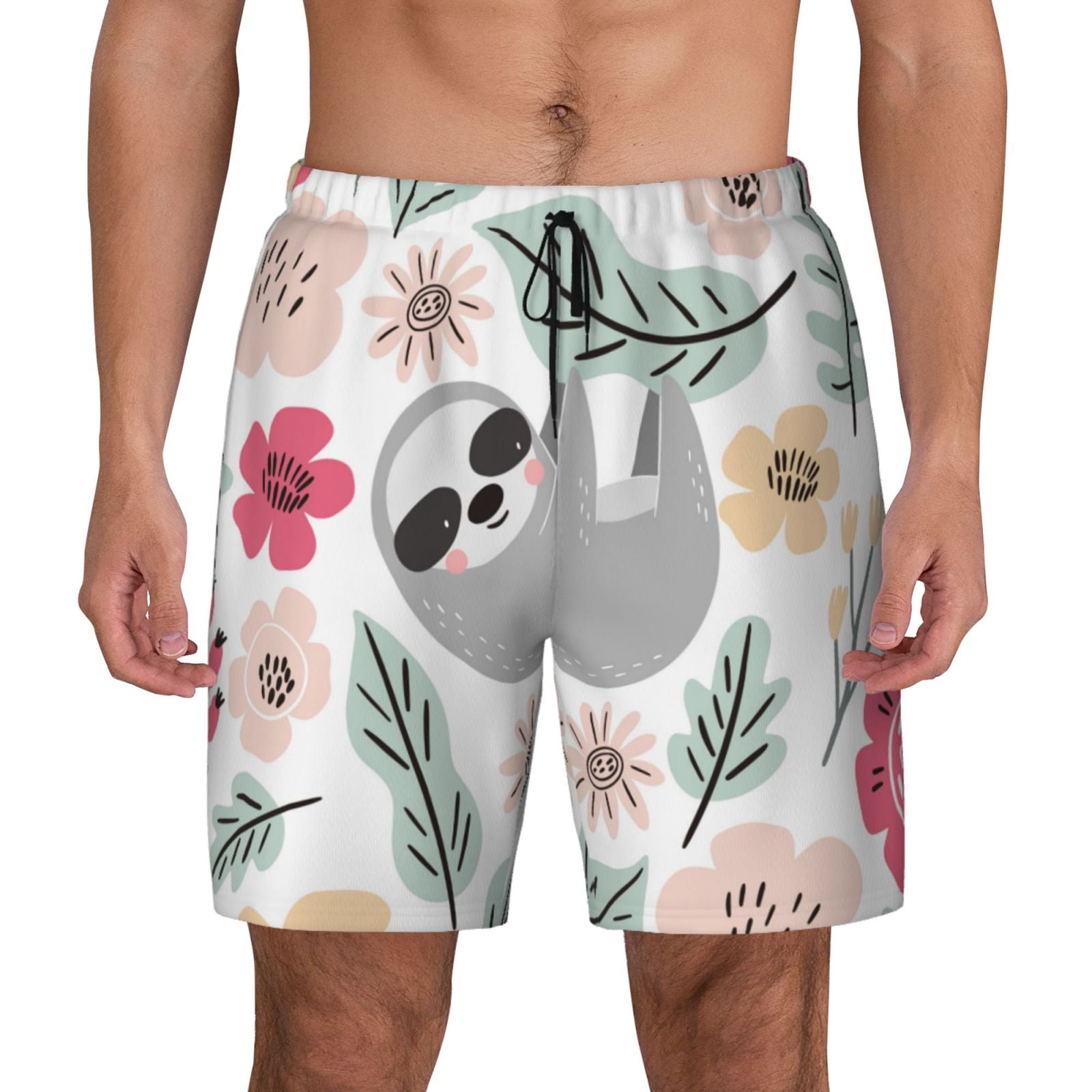 Lsque Mens Swim Trunks Cute Cartoon Sloth Pattern - Bathing Suit ...