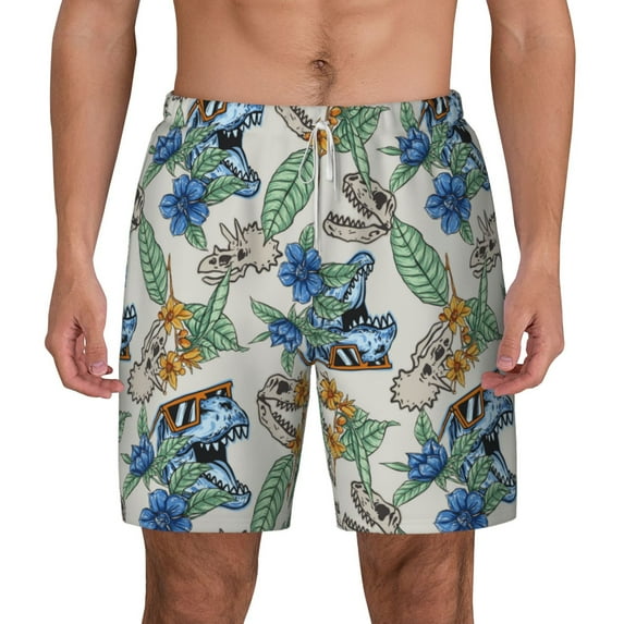 Lsque Mens Swim Trunks Dinosaurs And Leaves Pattern - Bathing Suit ...