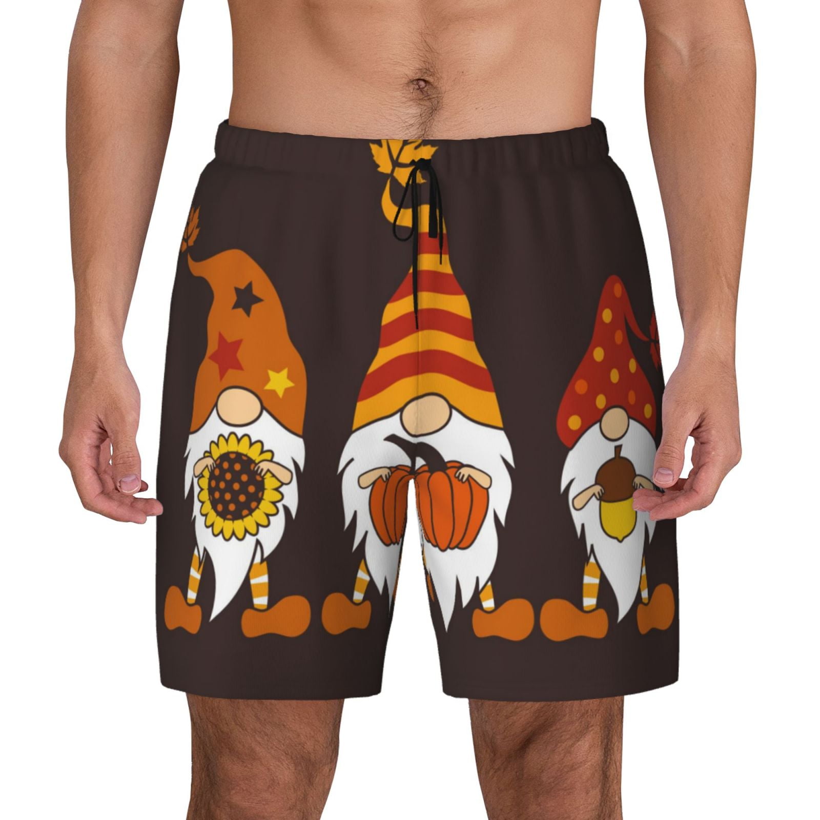 Lsque Mens Swim Trunks Fall Gnomes Pattern - Bathing Suit Compression ...