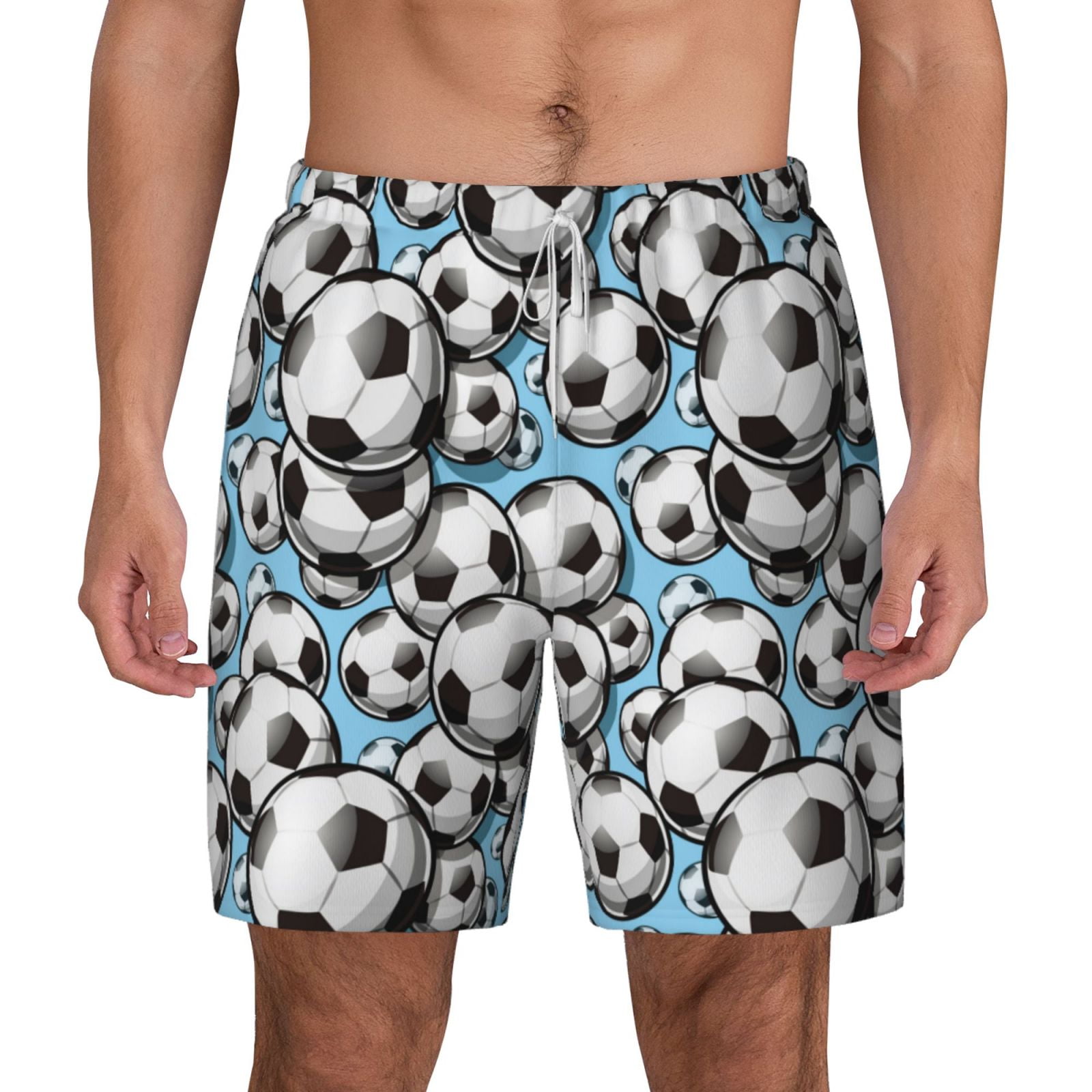 Lsque Mens Swim Trunks Football Soccer Ball Pattern - Bathing Suit ...