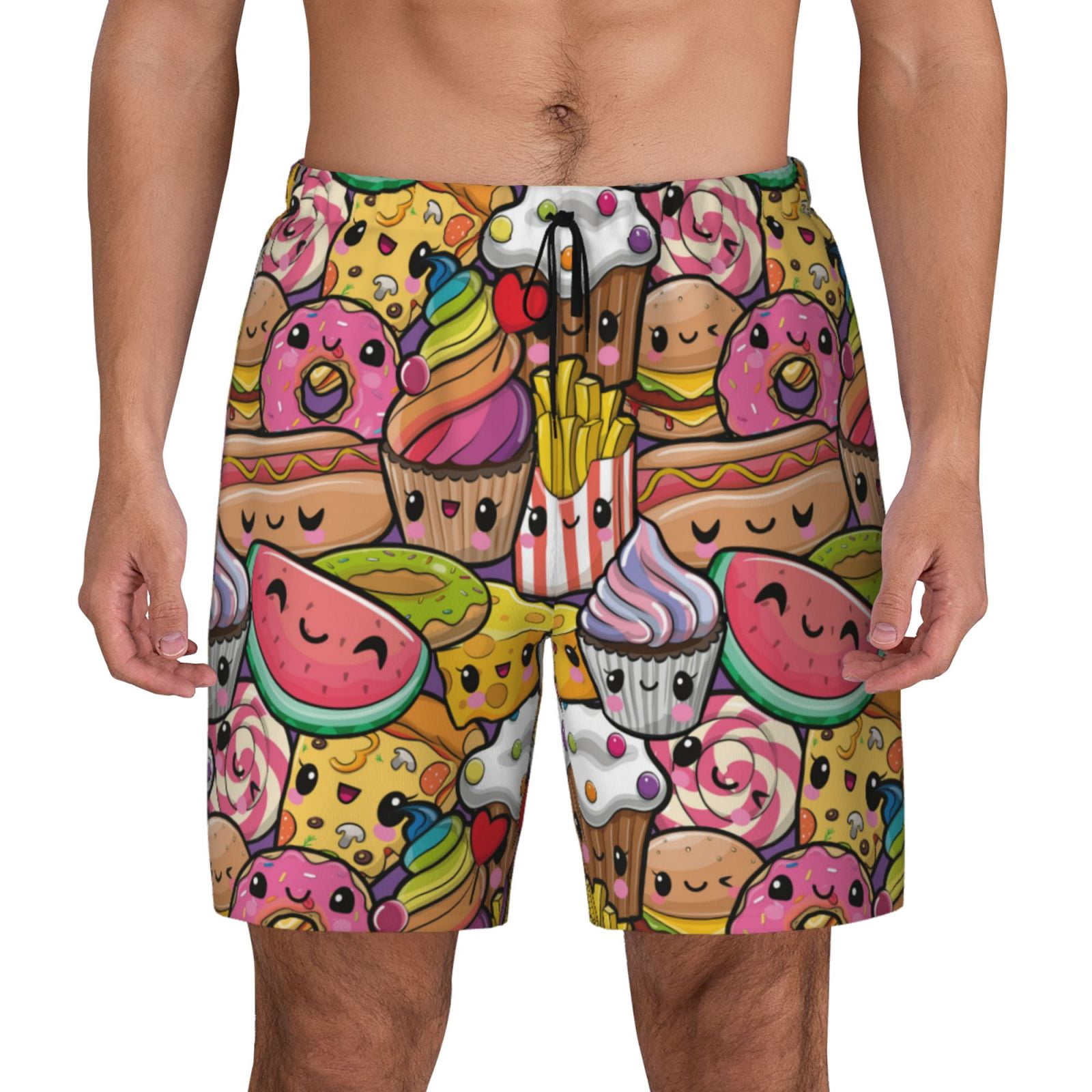 Lsque Mens Swim Trunks Fruit-Flavored Ice-Cream Pattern - Bathing Suit ...