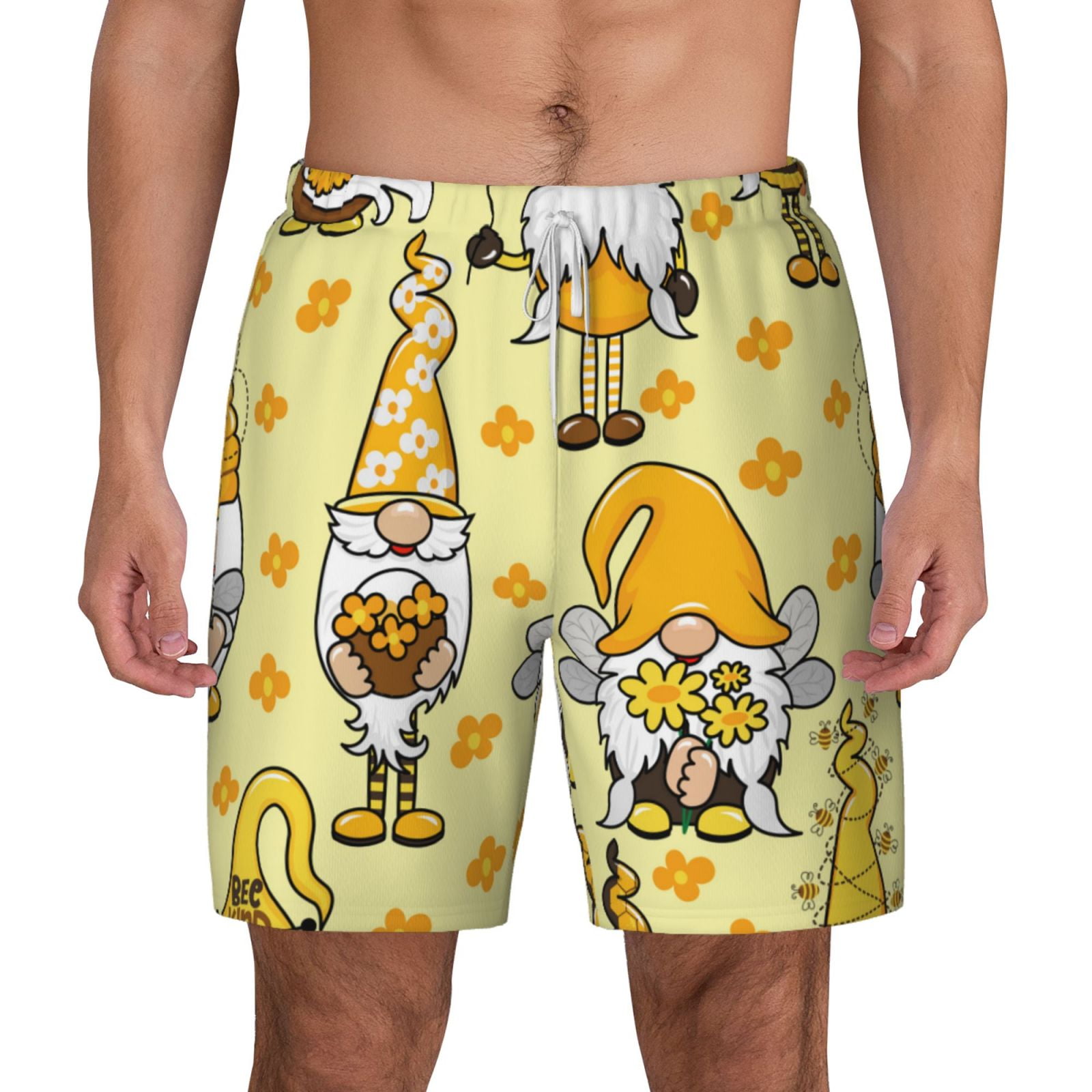 Lsque Mens Swim Trunks Garden Honeybee Gnomes Pattern - Bathing Suit ...