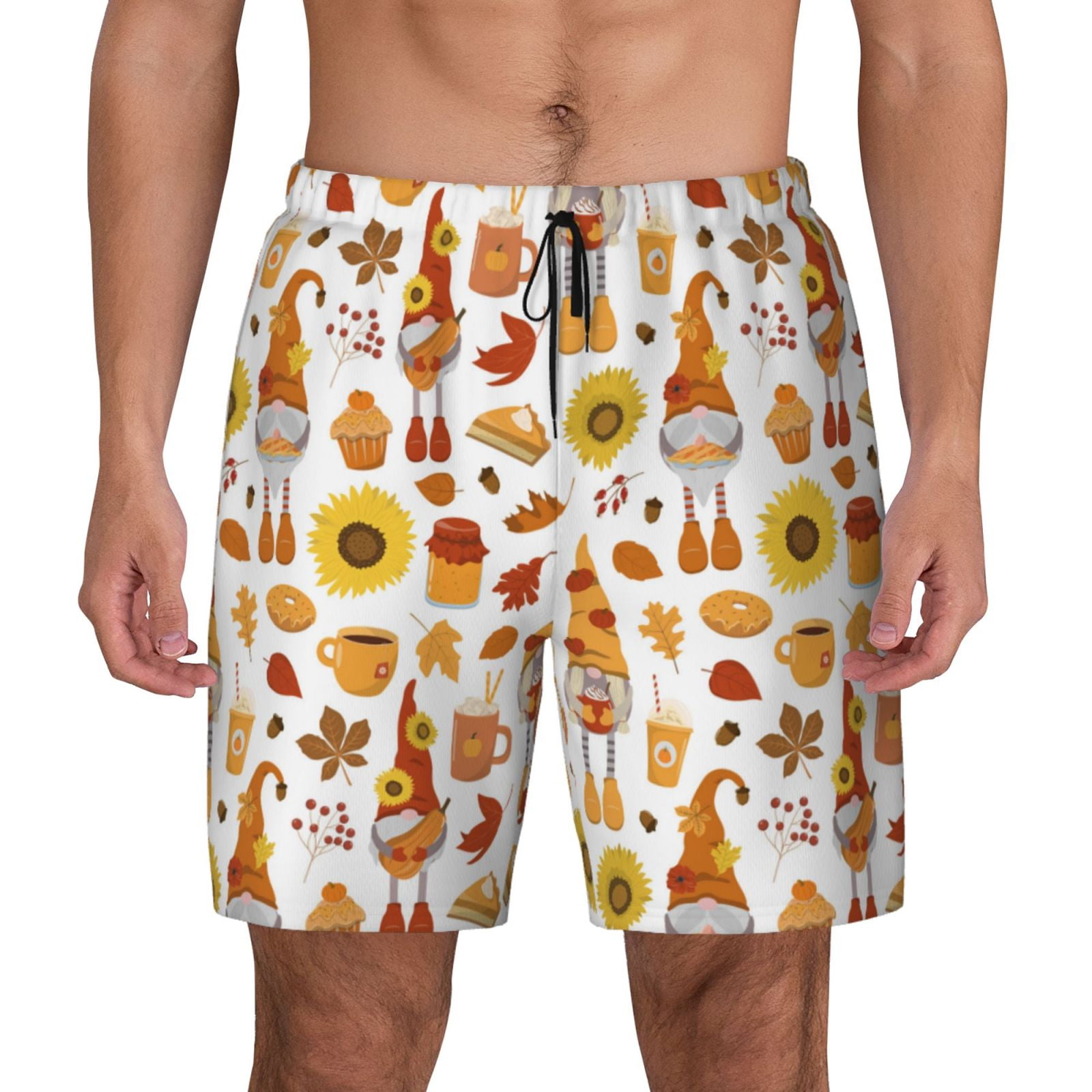 Lsque Mens Swim Trunks Gnomes Autumn Harvest Pattern - Bathing Suit ...