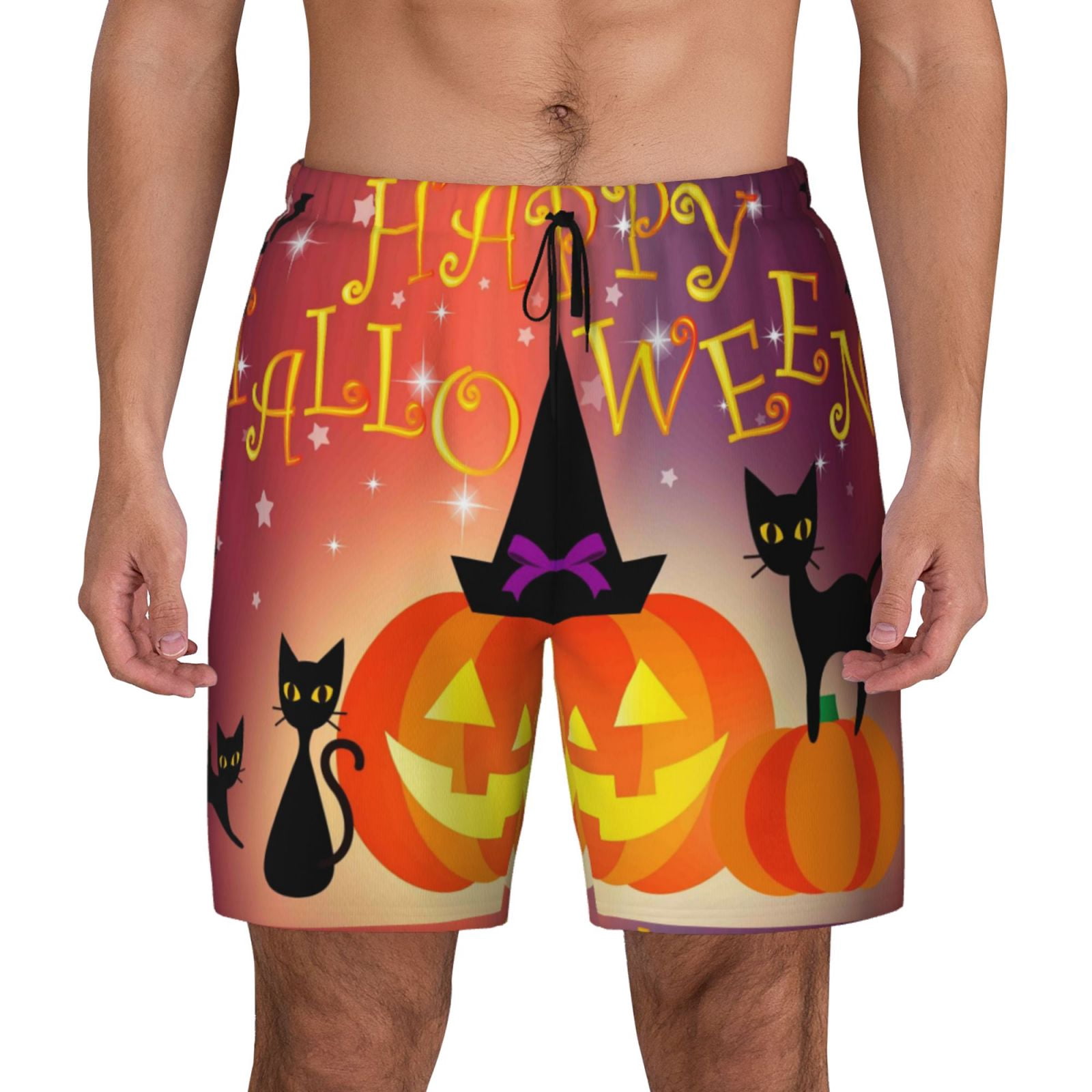 Lsque Mens Swim Trunks Halloween Pattern - Bathing Suit Compression ...