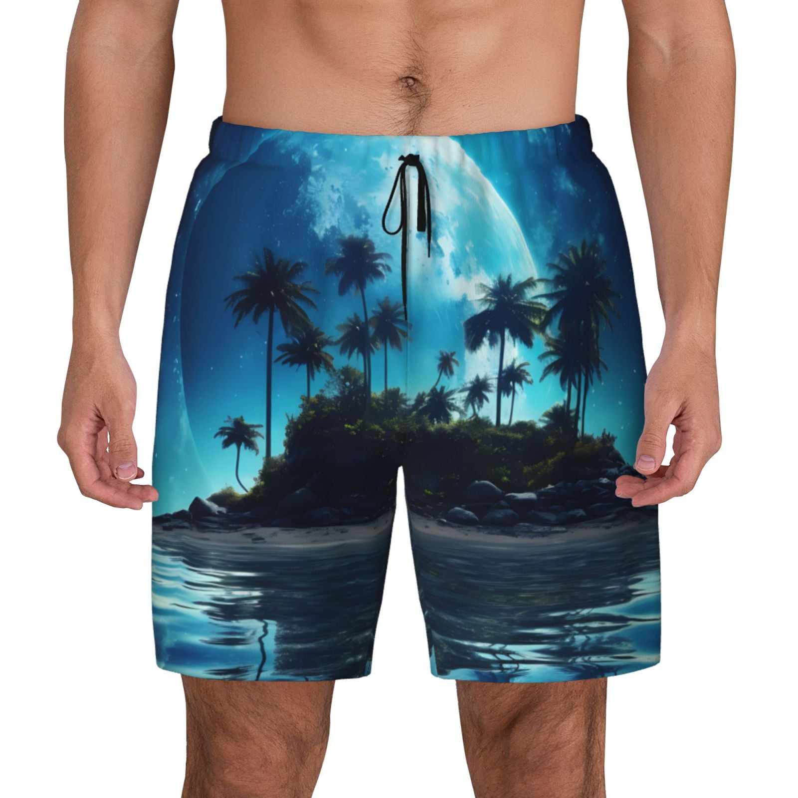 Lsque Mens Swim Trunks Hawaiian Beach Pirate Moon Pattern - Bathing ...