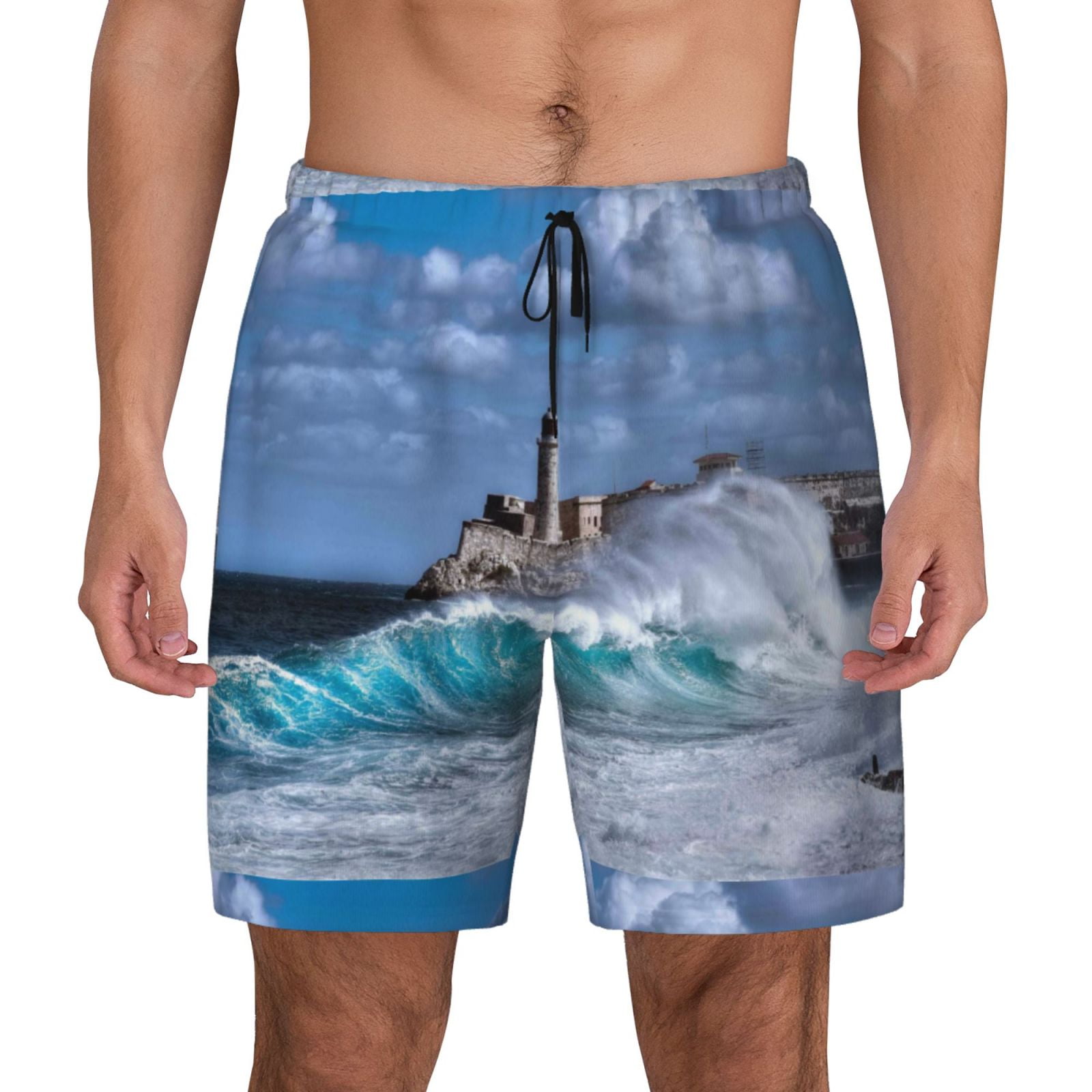 Lsque Mens Swim Trunks Lighthouse in Havana Pattern - Bathing Suit ...