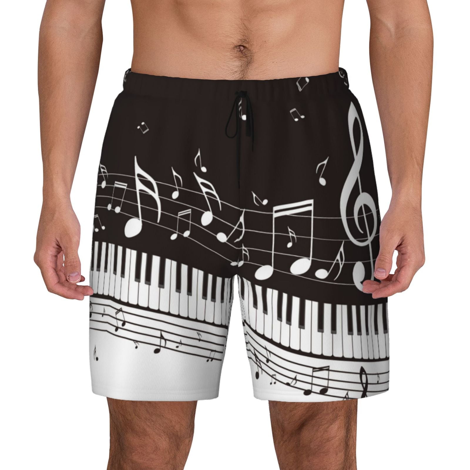 Lsque Mens Swim Trunks Piano Keys With Musical Notes Pattern - Bathing ...