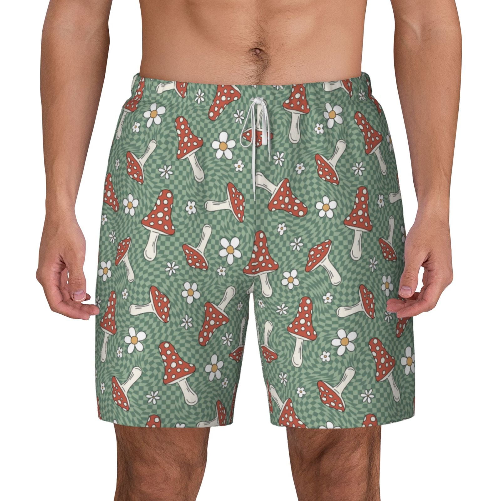 Lsque Mens Swim Trunks Retro Hippie Groovy Mushroom Pattern - Bathing ...