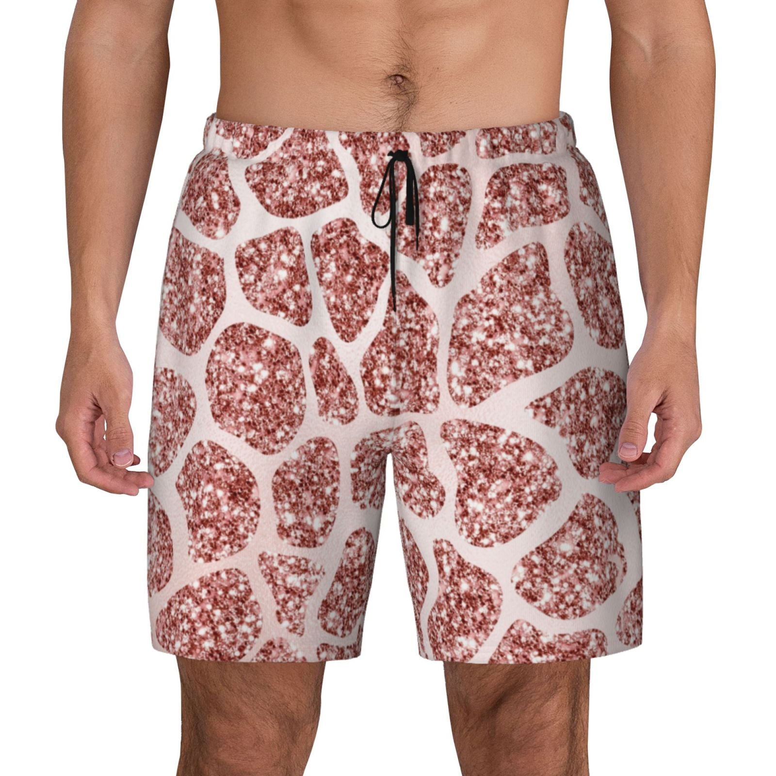 Lsque Mens Swim Trunks Rose Gold Abstract Spots Pattern - Bathing Suit ...