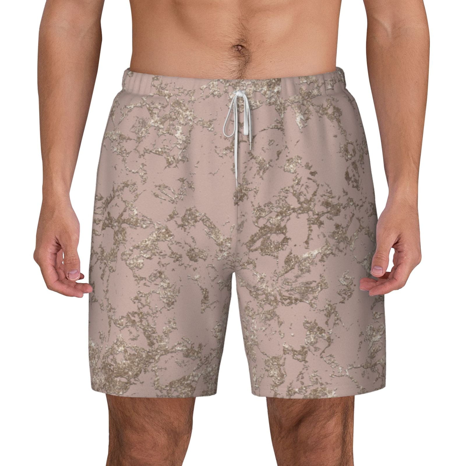 Lsque Mens Swim Trunks Rose Gold Marble Texture Pattern - Bathing Suit ...