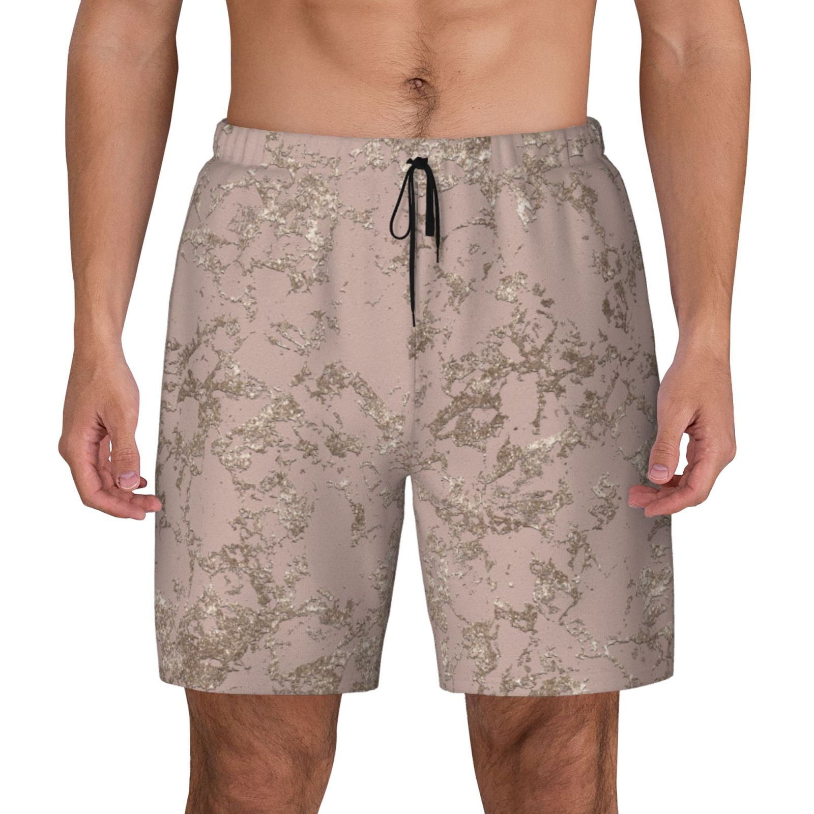 Lsque Mens Swim Trunks Rose Gold Marble Texture Pattern - Bathing Suit ...