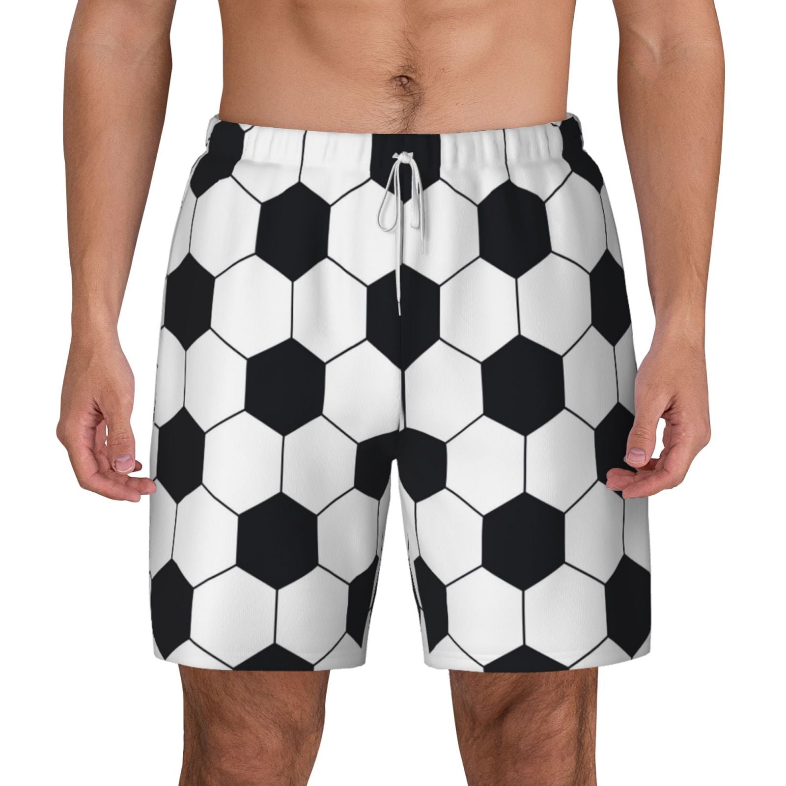 Lsque Mens Swim Trunks Soccer Ball Pattern - Bathing Suit Compression ...