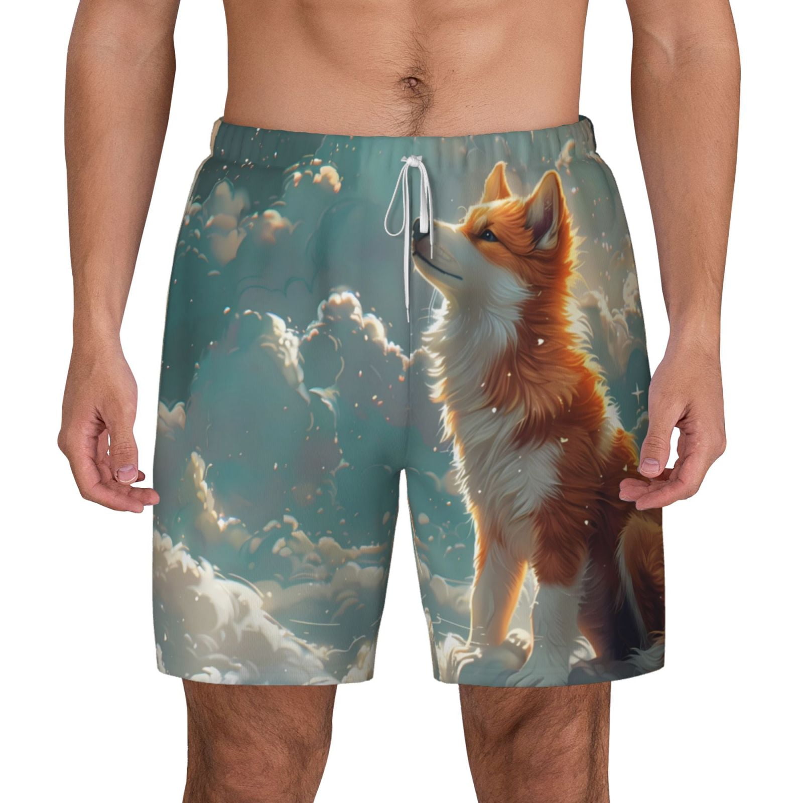 Lsque Mens Swim Trunks Starry Sky Cloud Fox Pattern - Bathing Suit ...