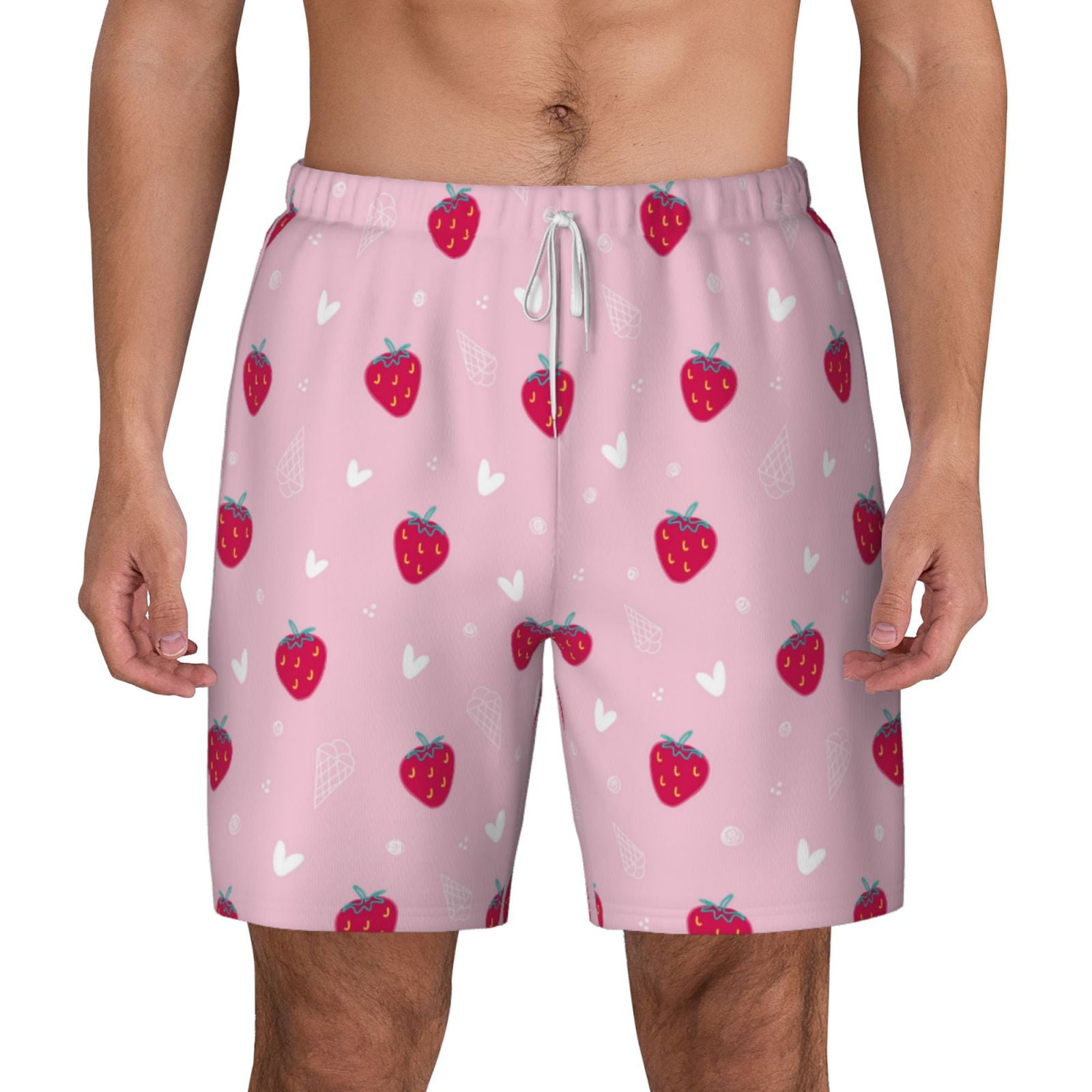 Lsque Mens Swim Trunks Strawberry And Heart Pattern - Bathing Suit ...