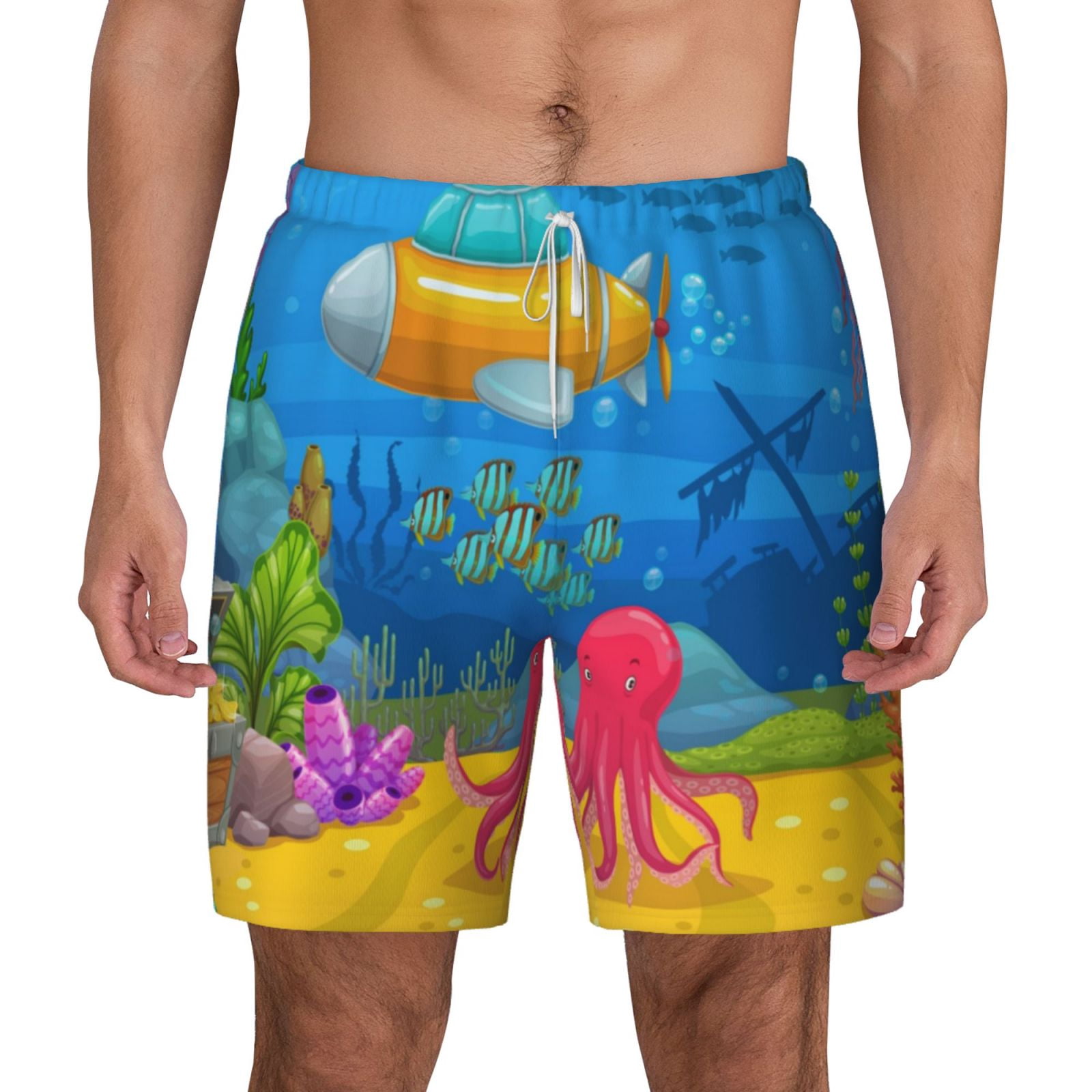 Lsque Mens Swim Trunks Submarine And Landscape Pattern - Bathing Suit ...
