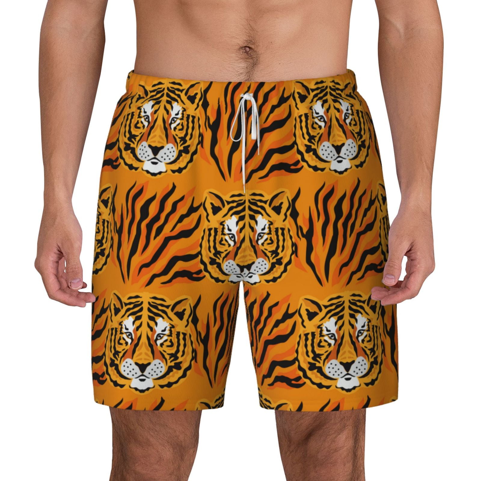 Lsque Mens Swim Trunks Tiger Pattern - Bathing Suit Compression Liner ...