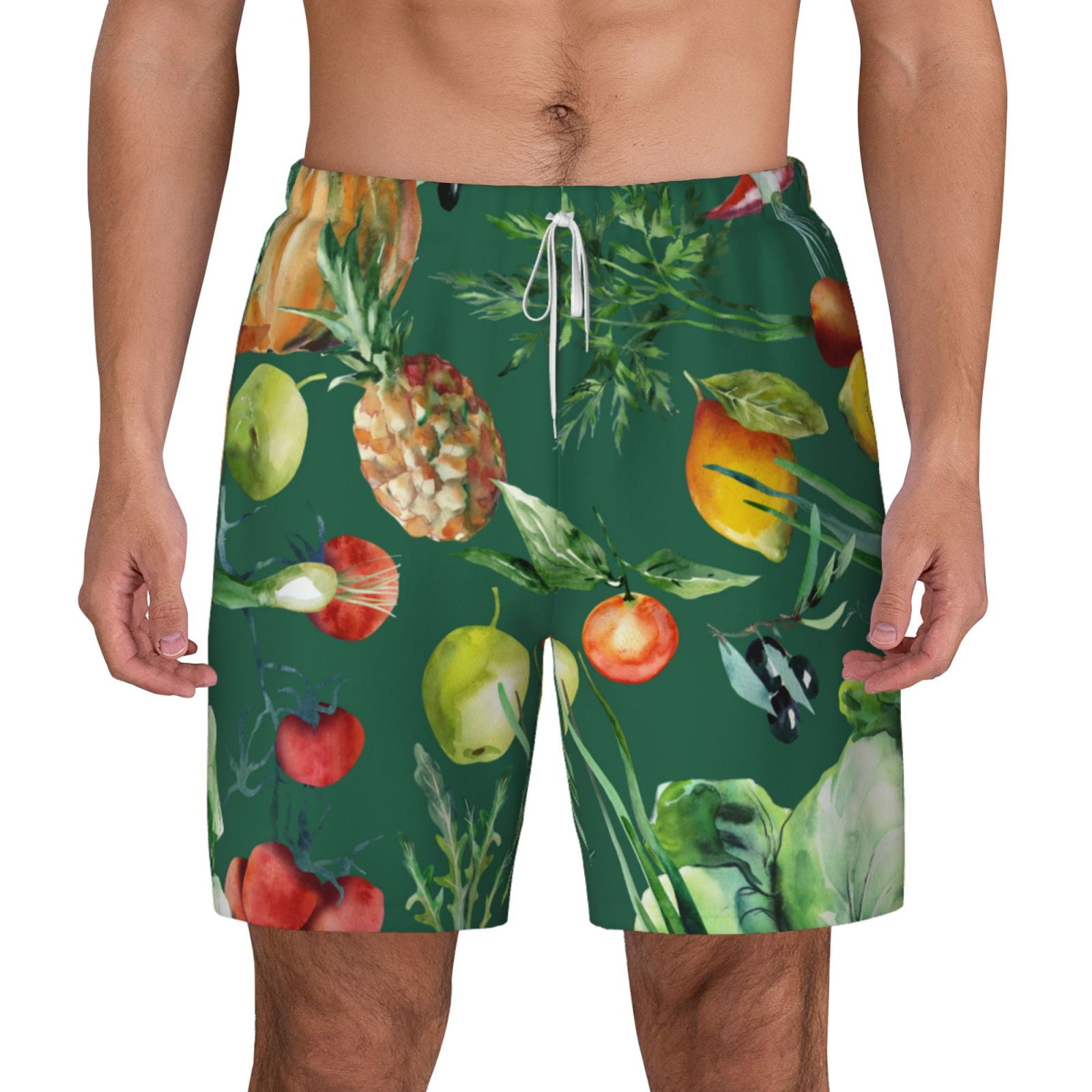 Lsque Mens Swim Trunks Vegan Pattern - Bathing Suit Compression Liner ...