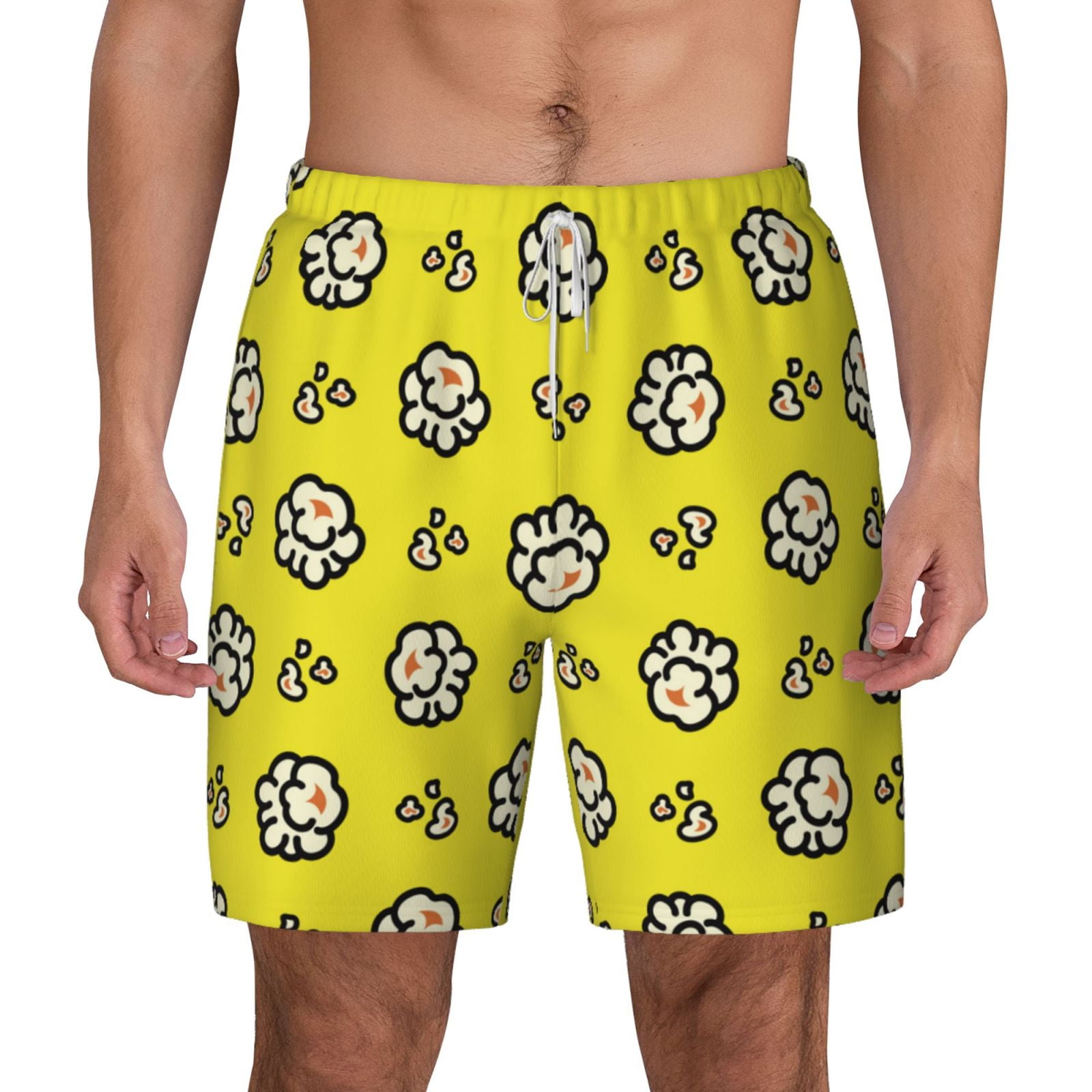 Lsque Mens Swim Trunks White Popcorn Pattern - Bathing Suit Compression ...