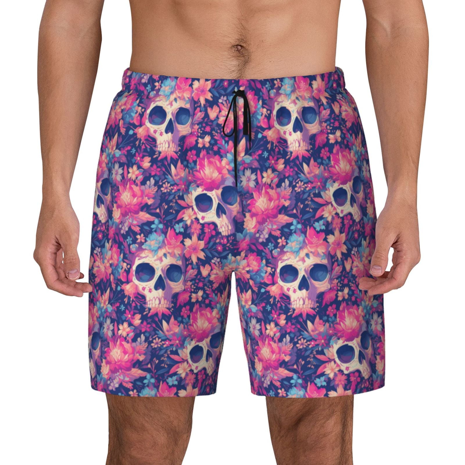 Lsque Mens Swim Trunks cool Skull flower colorful Pattern - Bathing ...