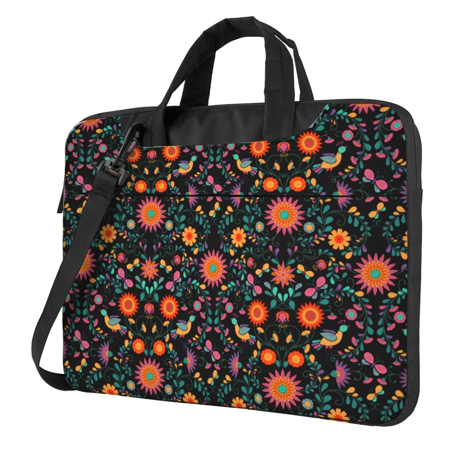 Lsque Mexican Flower And Birds Pattern Laptop Bag – Portable & Slim Single-Shoulder Computer ...