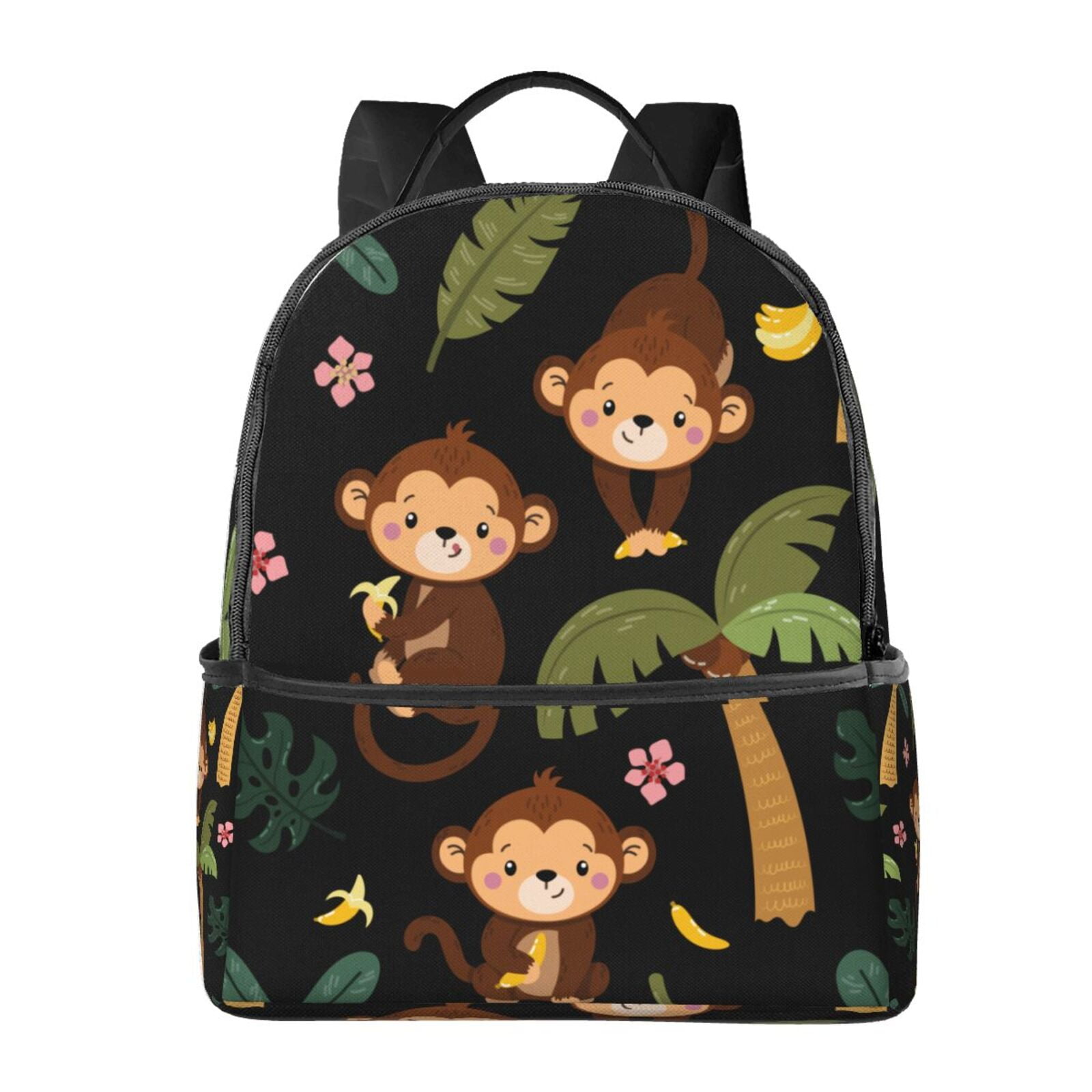 Lsque Monkeys Swinging from Palms Pattern Backpack – School Travel ...