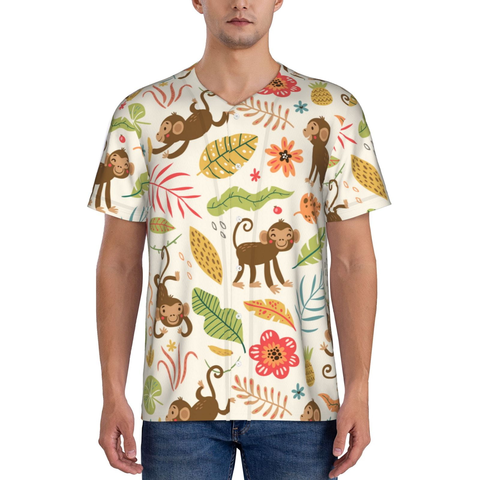 Lsque Monkeys in the Jungle Pattern Mens Polo Golf Shirts Funny ...