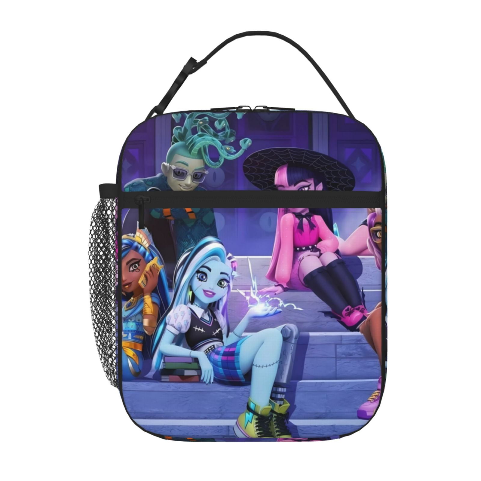 Lsque Monster High Pattern Insulated Lunch Bag – Lunch Box with Thick ...