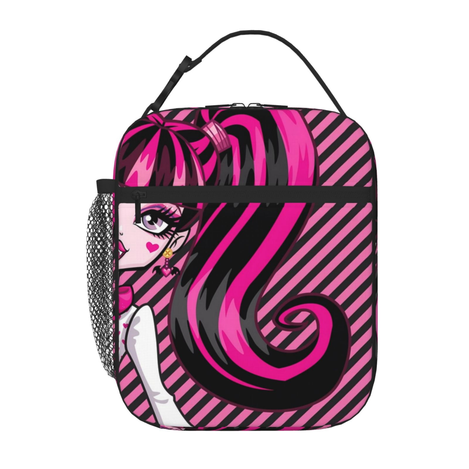 Lsque Monster High Pattern Insulated Lunch Bag – Lunch Box with Thick ...