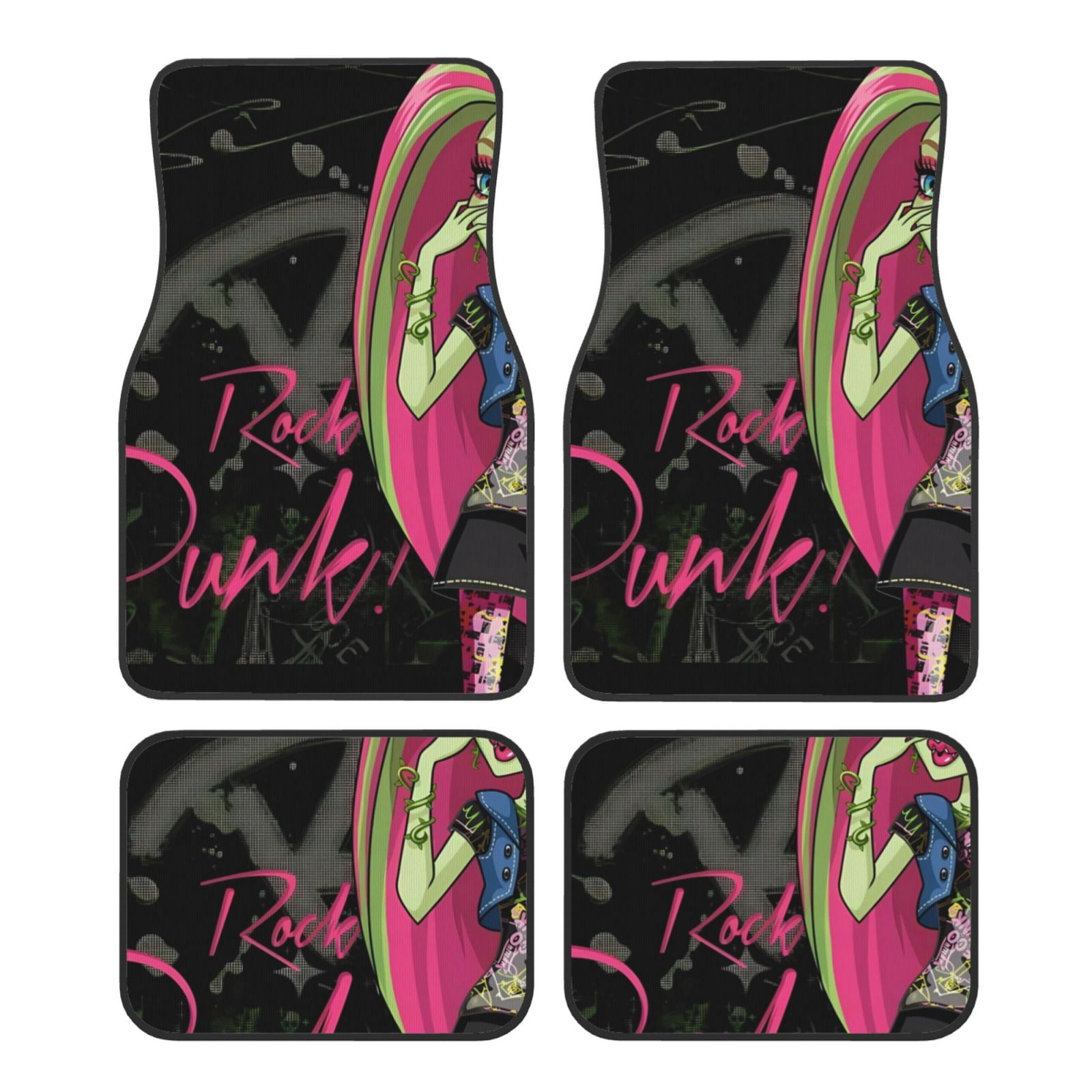 Lsque Monster High Print 4-Piece Floor Mats, Heavy-Duty Rubber Liners ...
