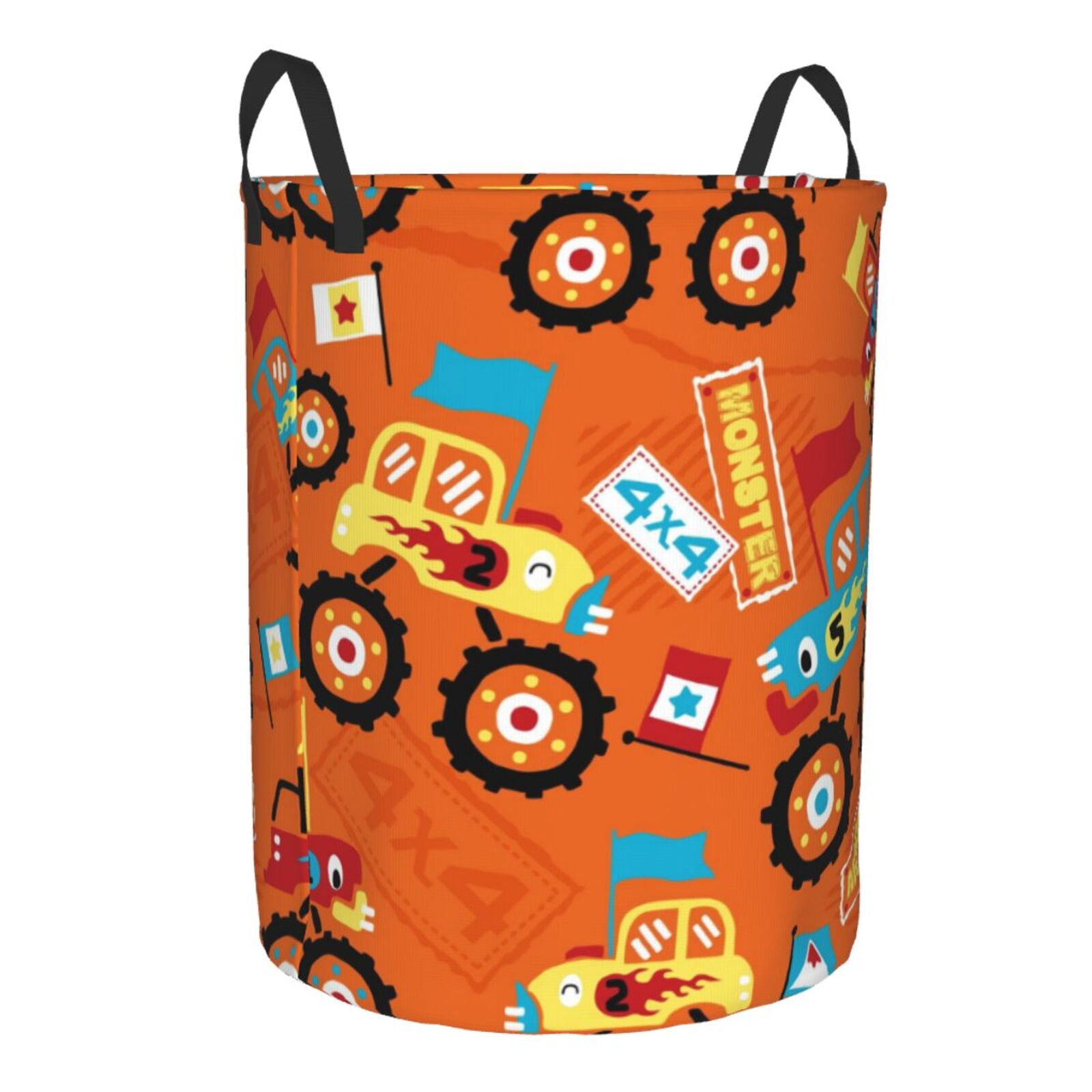 Lsque Monster Truck pattern Laundry Hamper Basket, Tall Woven Rope ...